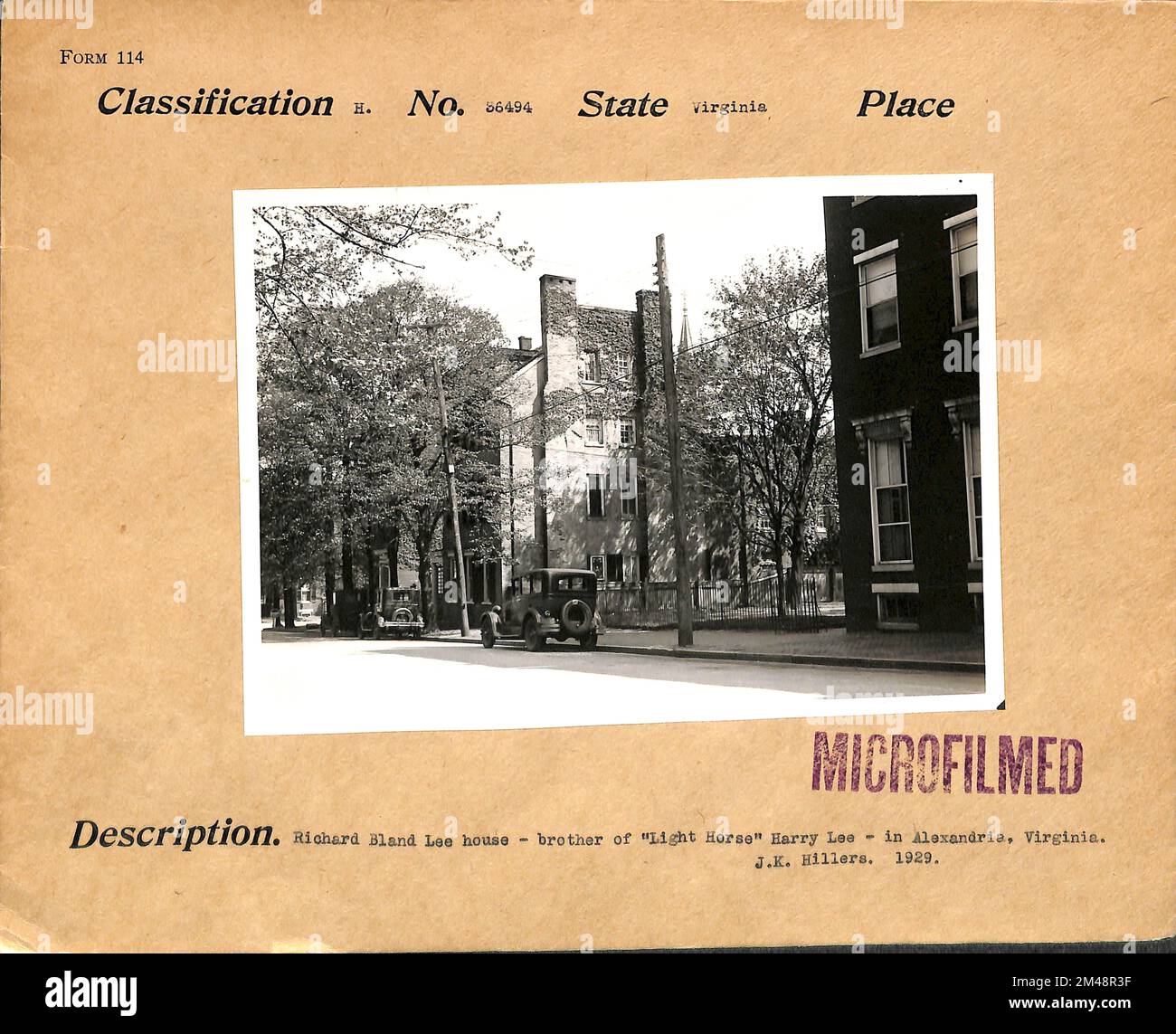 Richard Bland Lee House. Original caption: Richard Bland Lee house ...