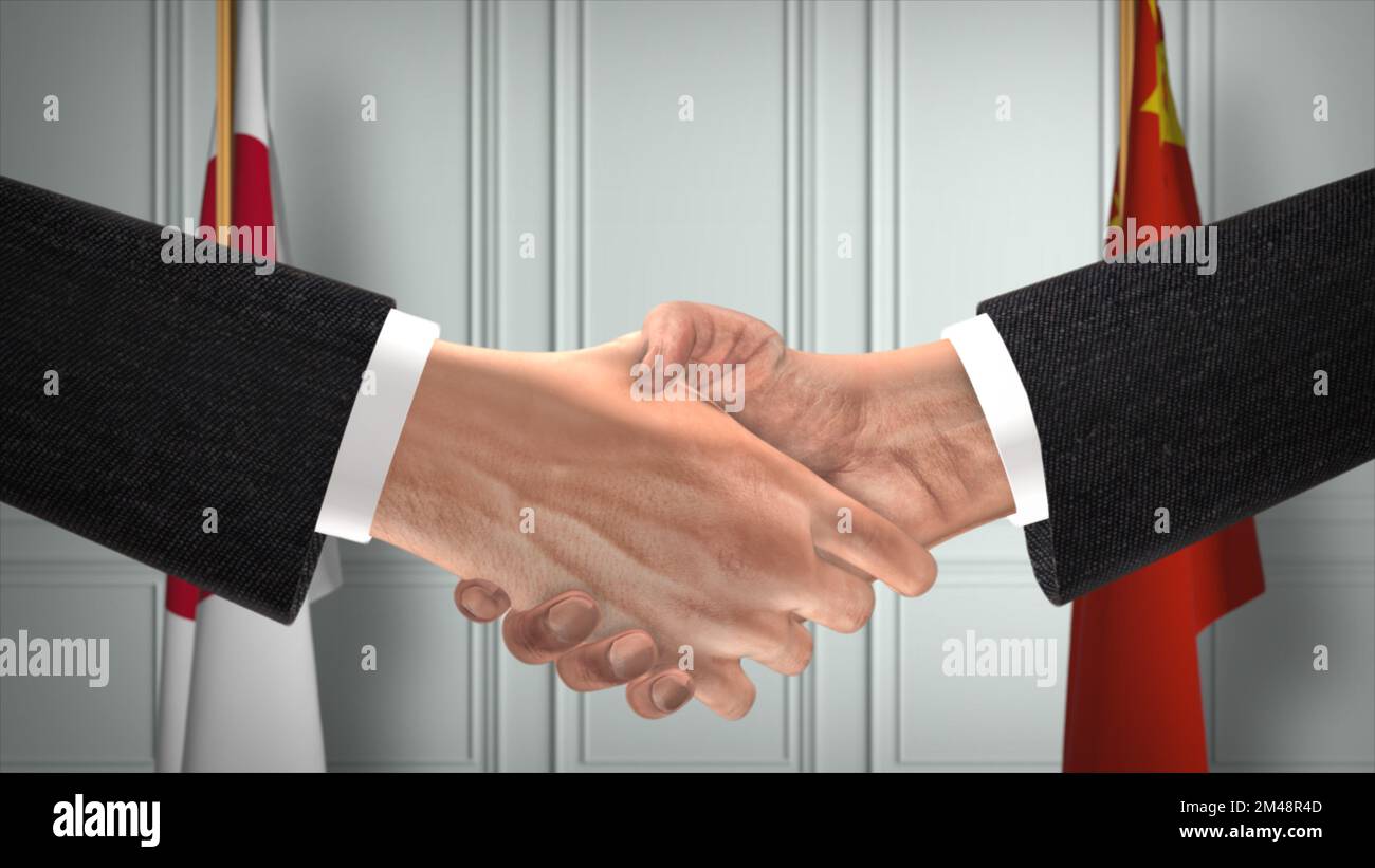 Japan and China Officials Business Meeting. Diplomacy Deal. Partners ...