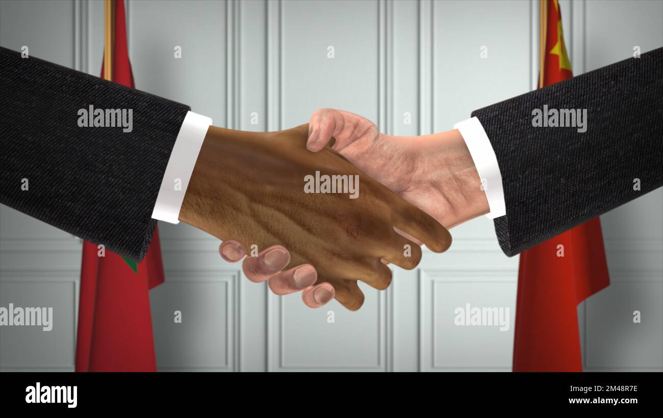 Morocco and China Officials Business Meeting. Diplomacy Deal. Partners ...