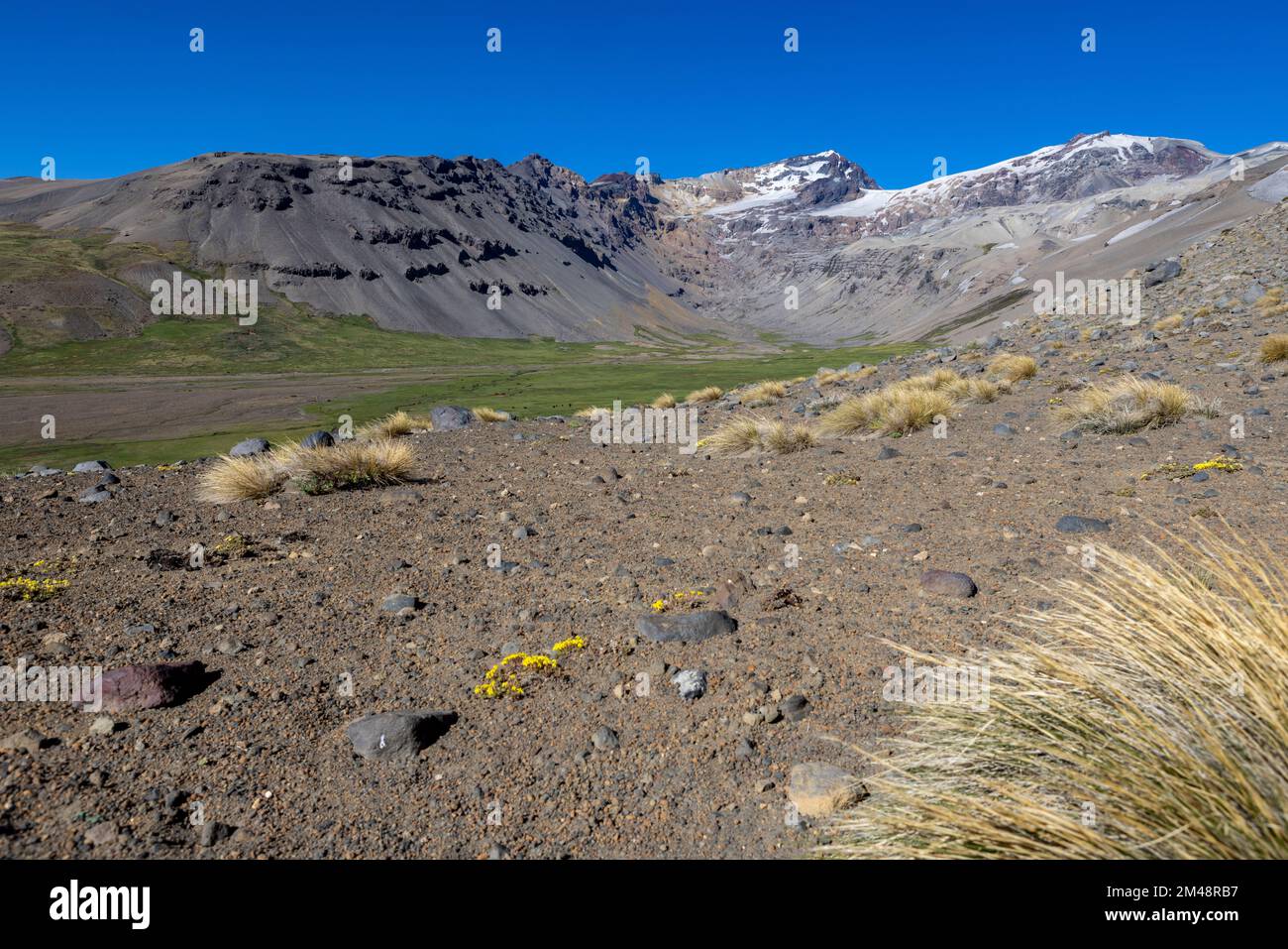 View of the breathtaking landscape at Paso Vergara in Argentina while ...