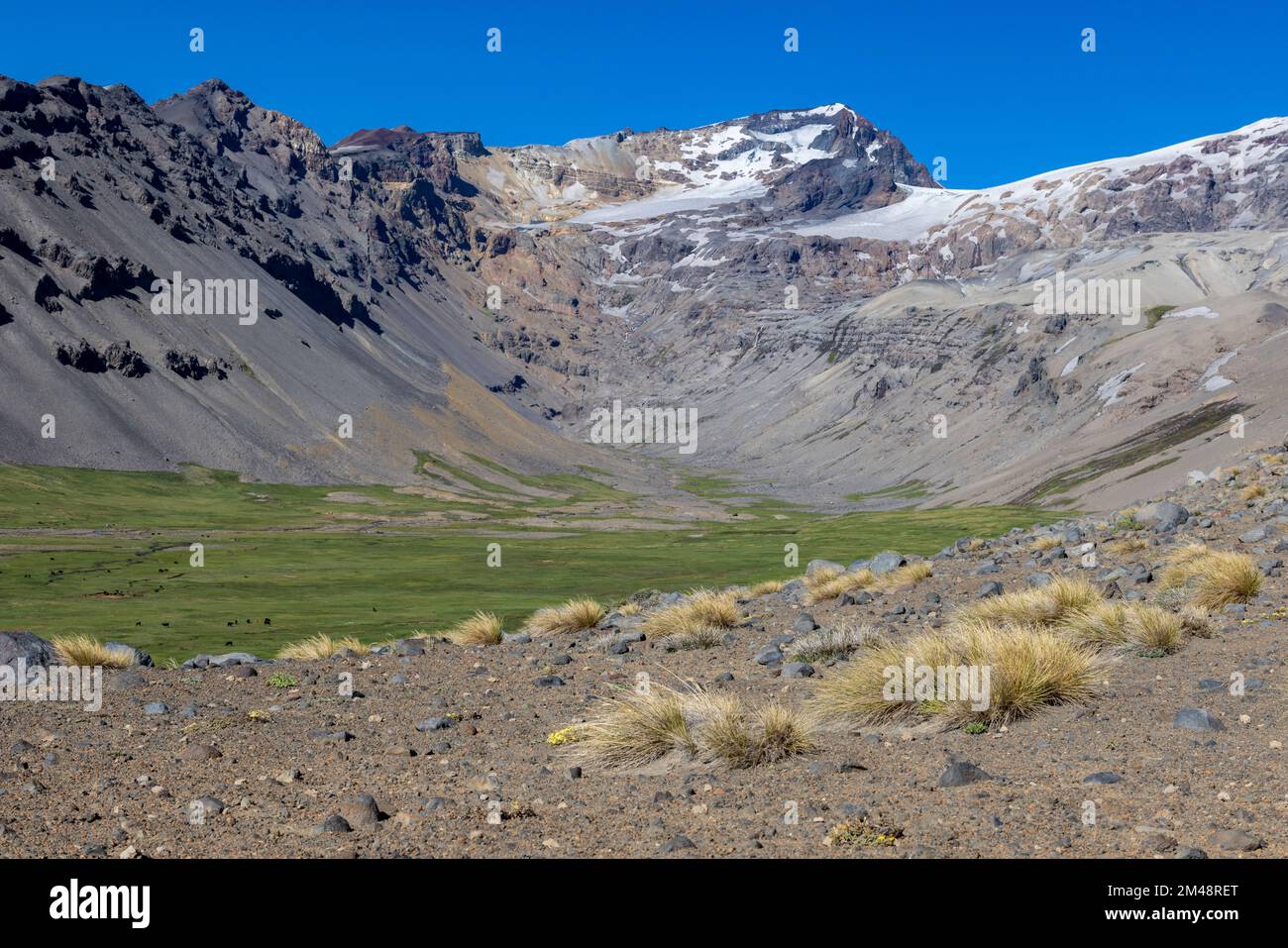 View of the breathtaking landscape at Paso Vergara in Argentina while ...