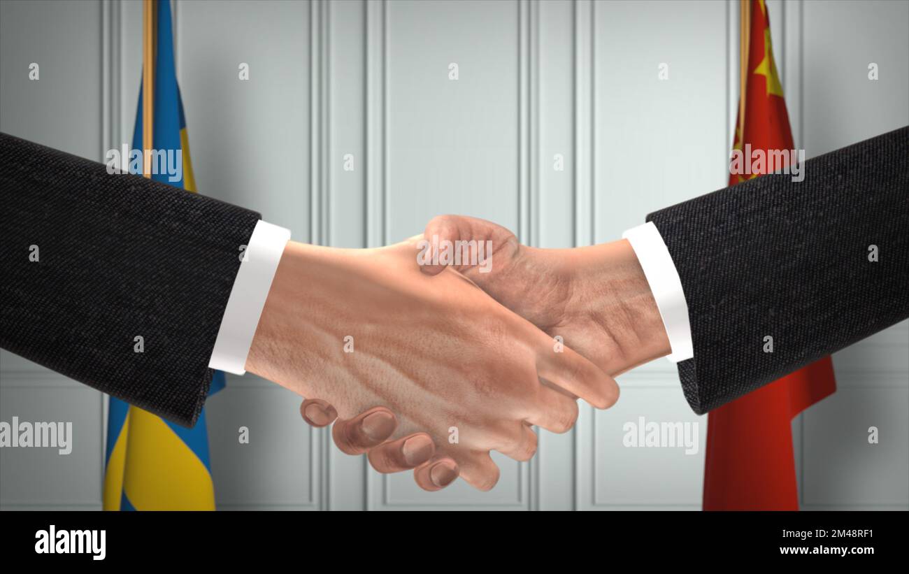 Sweden and China Officials Business Meeting. Diplomacy Deal. Partners ...