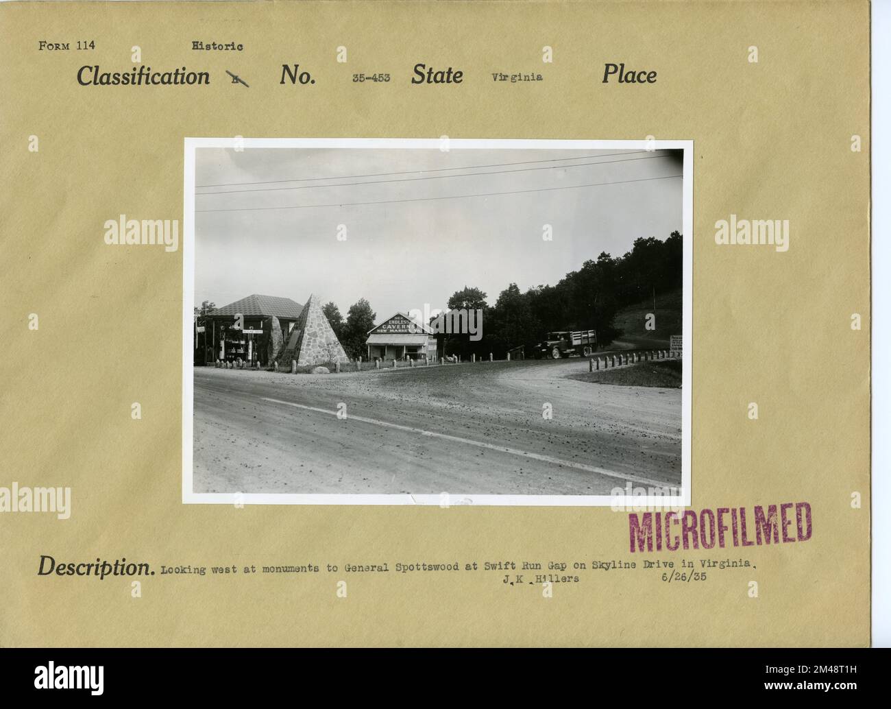 Looking West at Monuments to General Spottswood at Swift Run Gap on ...