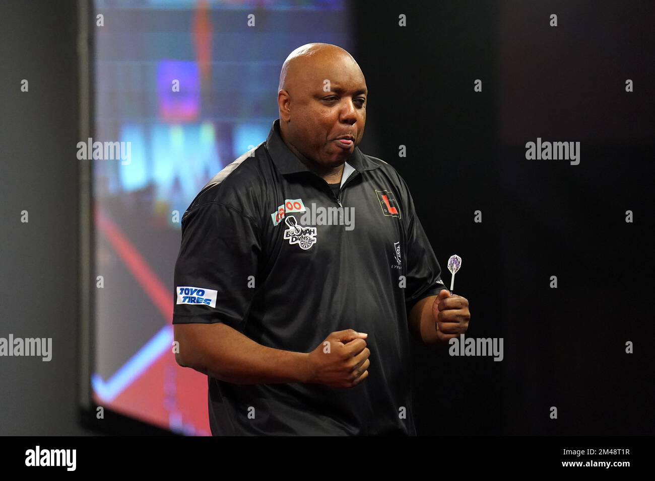 USA's Leonard Gates celebrates victory over Netherlands' Geert Nentjes ...