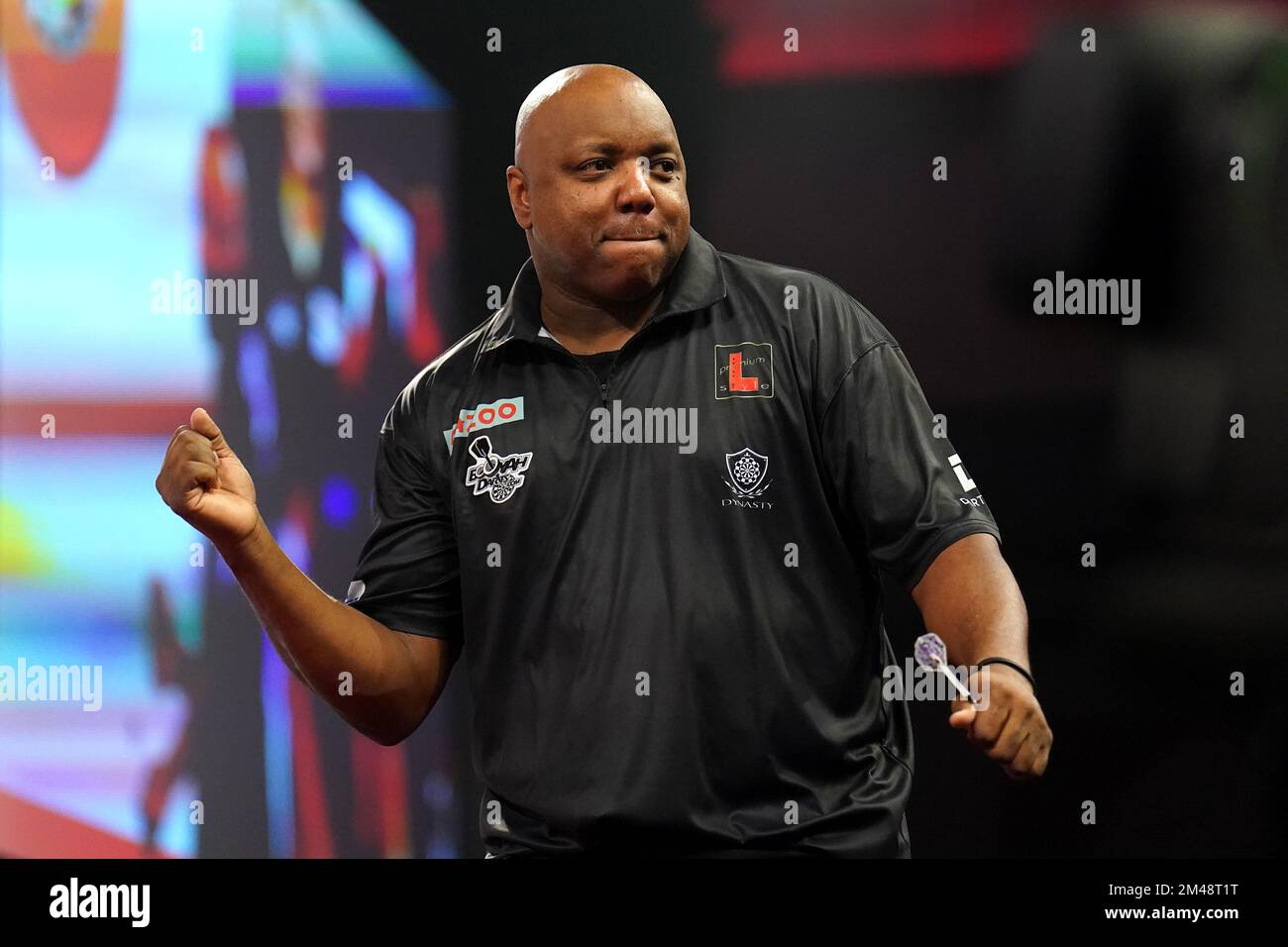 USA's Leonard Gates celebrates victory over Netherlands' Geert Nentjes ...