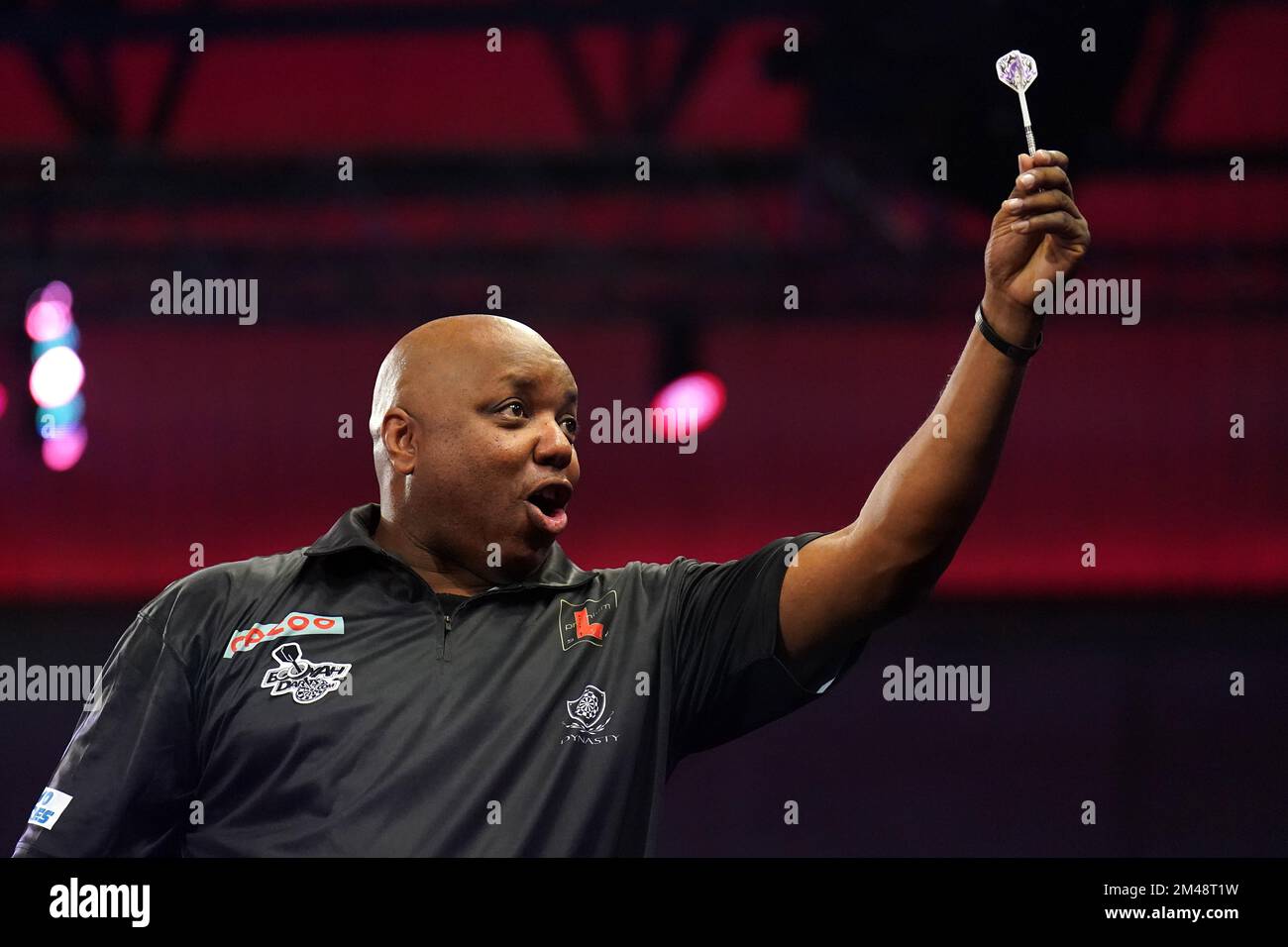 USA's Leonard Gates celebrates victory over Netherlands' Geert Nentjes ...