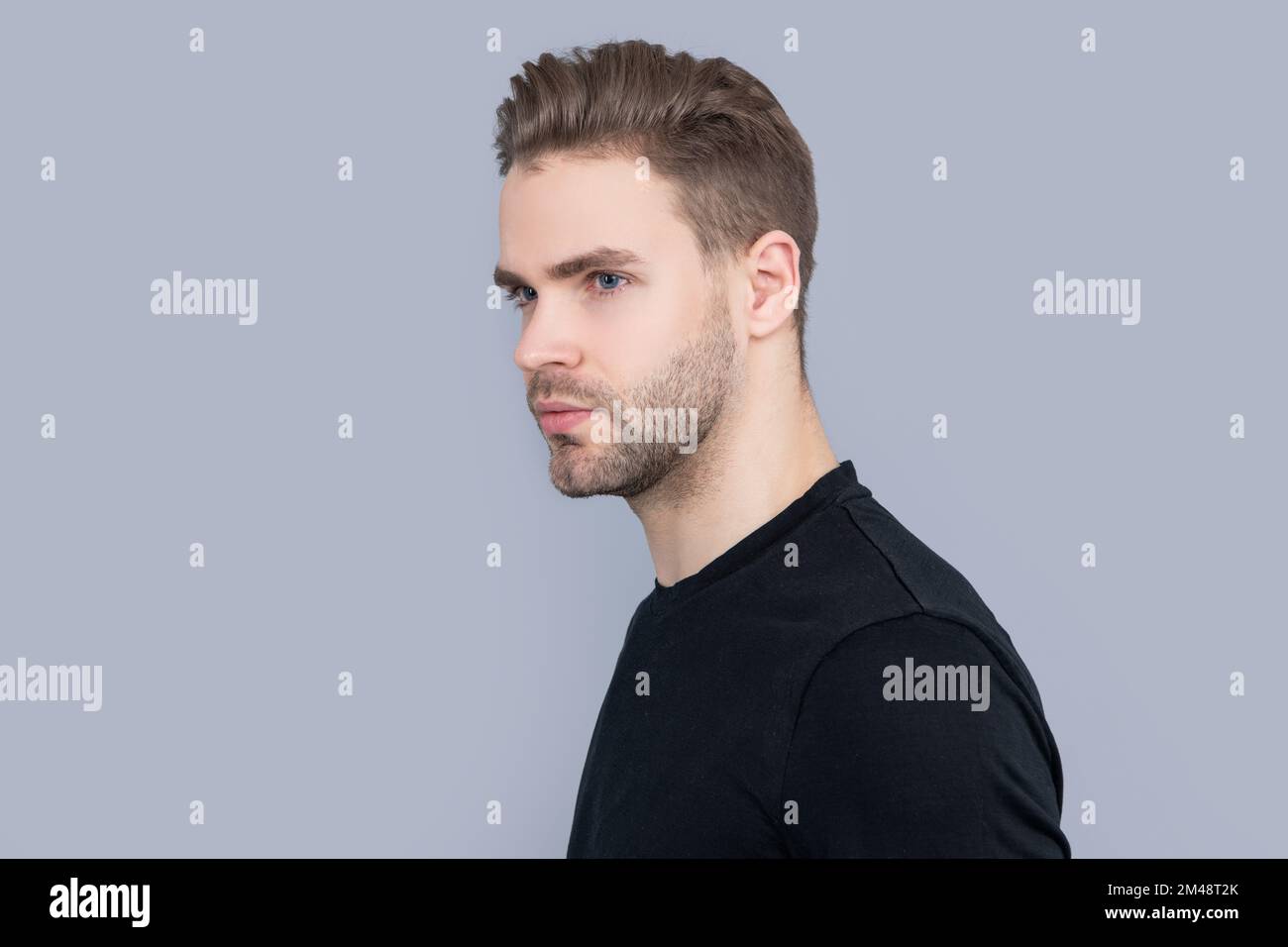 face of caucasian man having stubble. bristle and stubble. portrait of ...