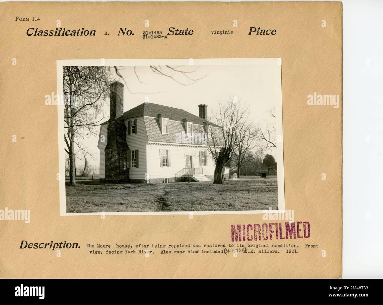 The Moore House. Original caption: The Moore house, after being ...