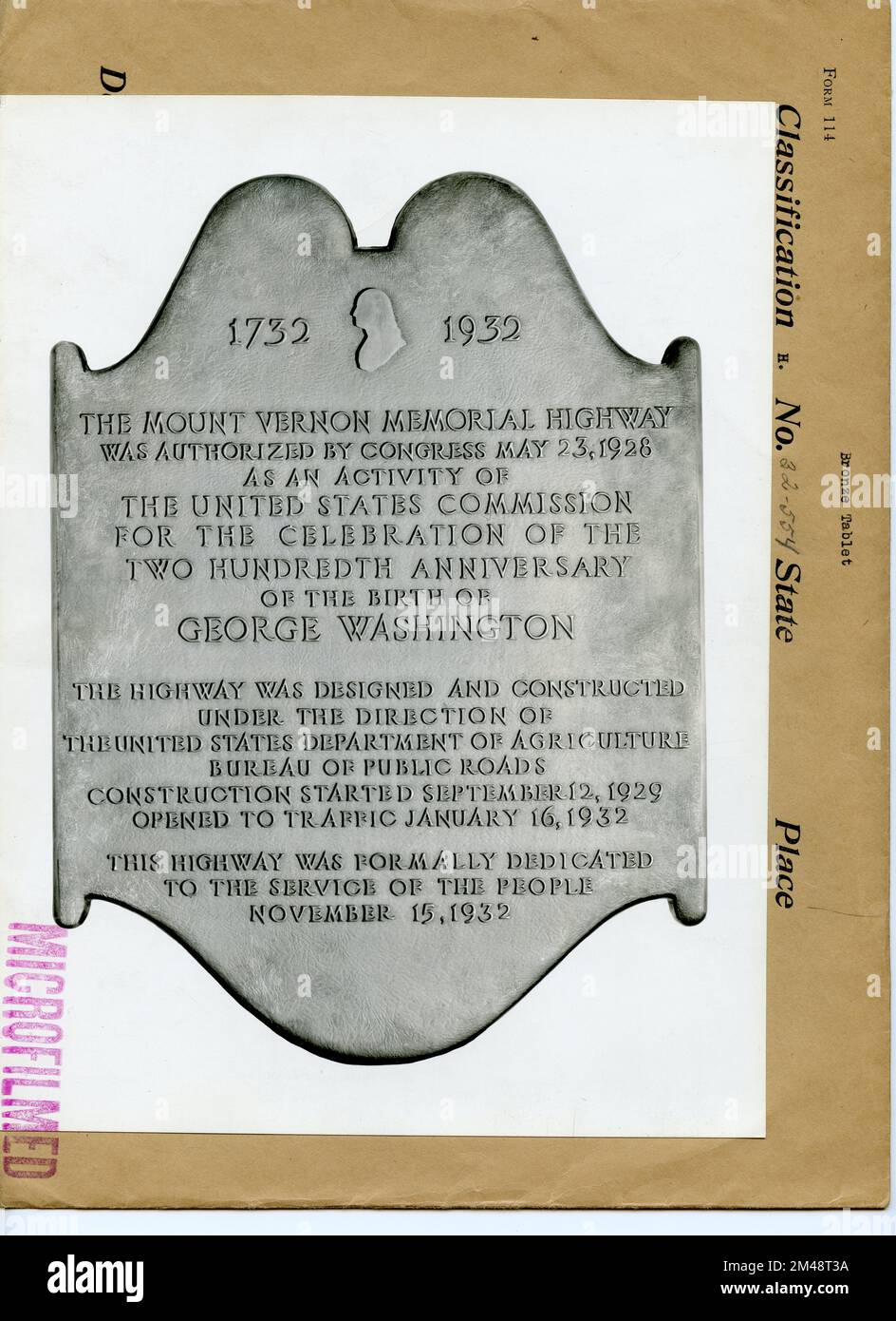 Bronze Tablet. State: Virginia Stock Photo - Alamy