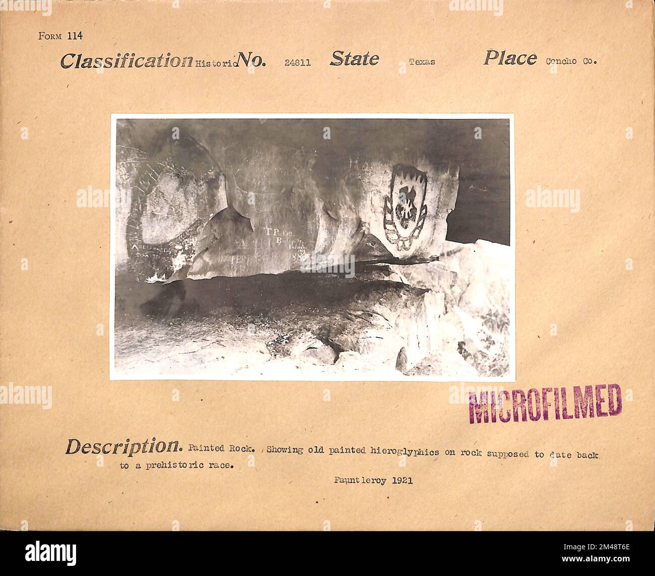 Old Painted Hieroglyphics on Rock. Original caption: Painted rock ...