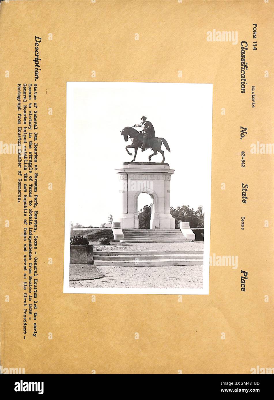 Statue of General Sam Houston at Hermann Park, Houston, Texas. Original ...