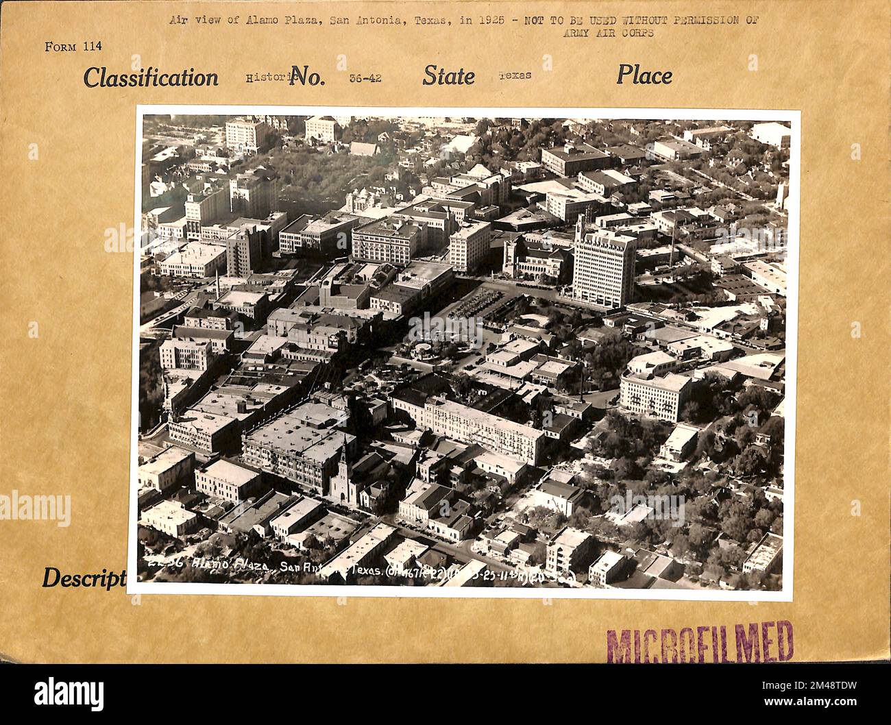 Air View of Alamo Plaza, San Antonio, Texas. Original caption: Air view ...