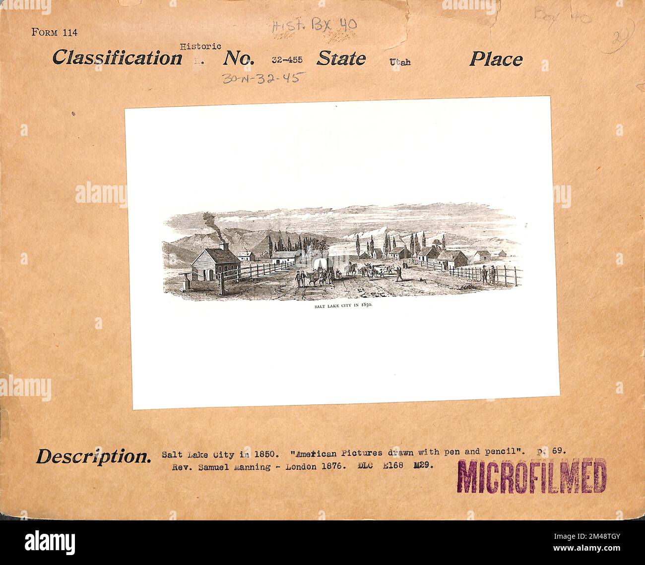 Salt Lake City in 1850. Original caption: Salt Lake City in 1850 ...