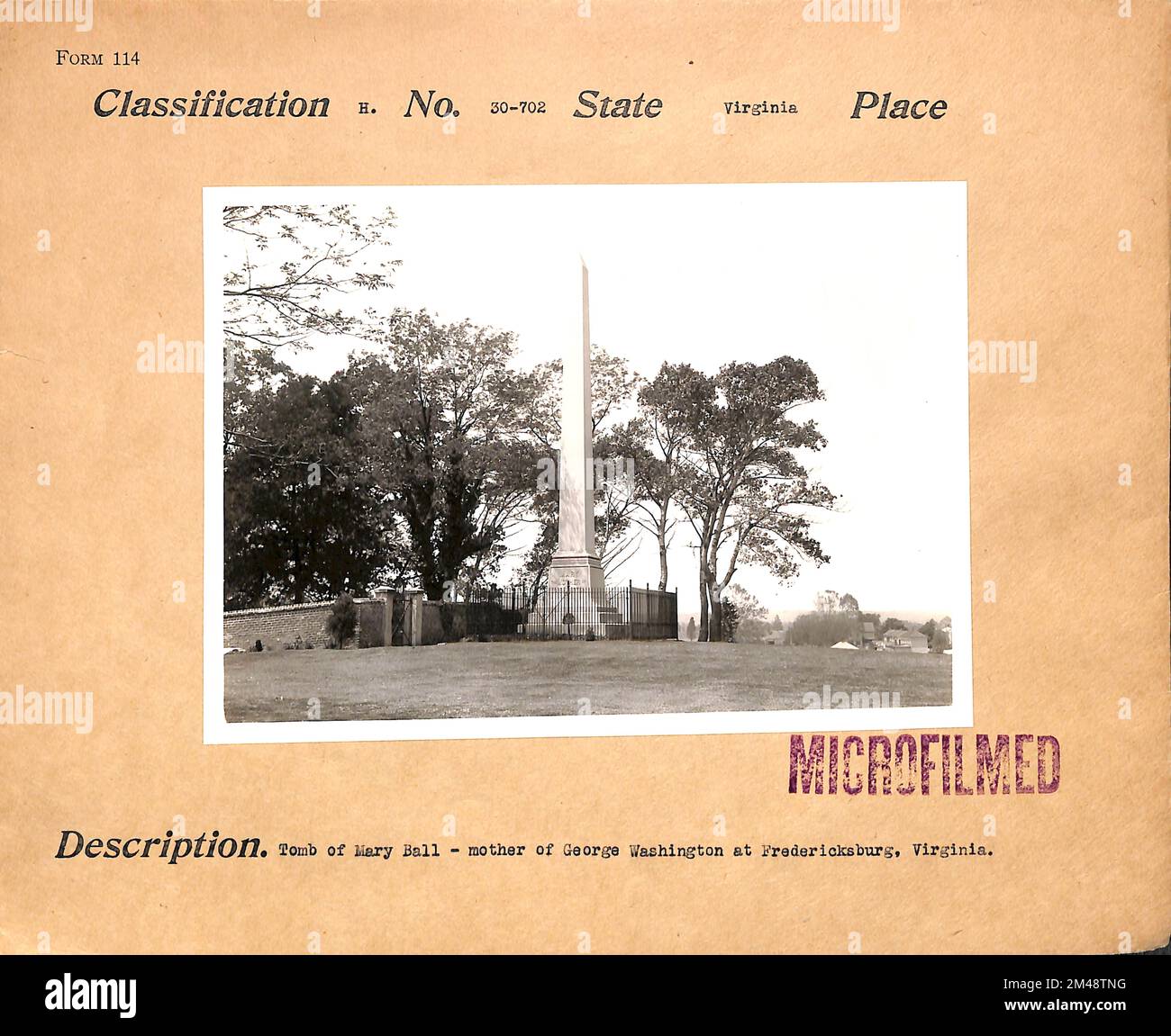 Tomb of Mary Ball, Mother of George Washington at Fredericksburg ...