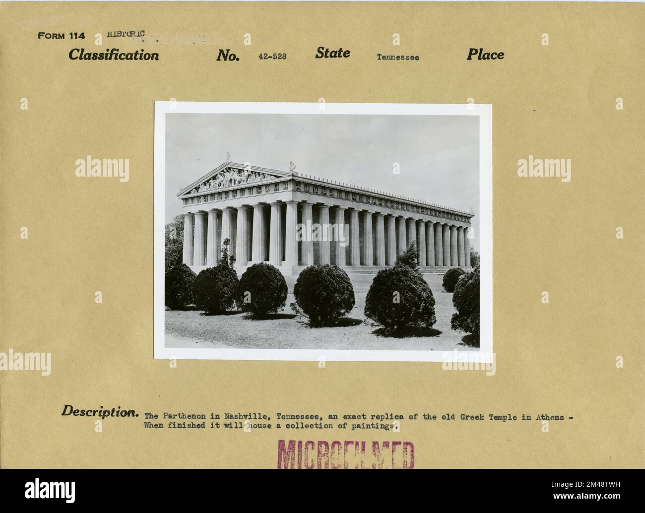 The Parthenon in Nashville, Tennessee. Original caption: The Parthenon ...