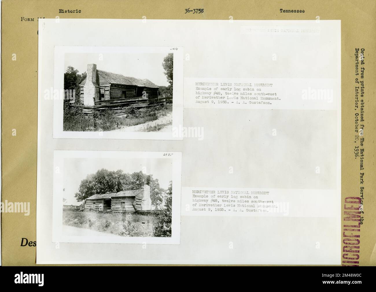 Early Log Cabin, Meriwether Lewis National Monument. Original caption ...