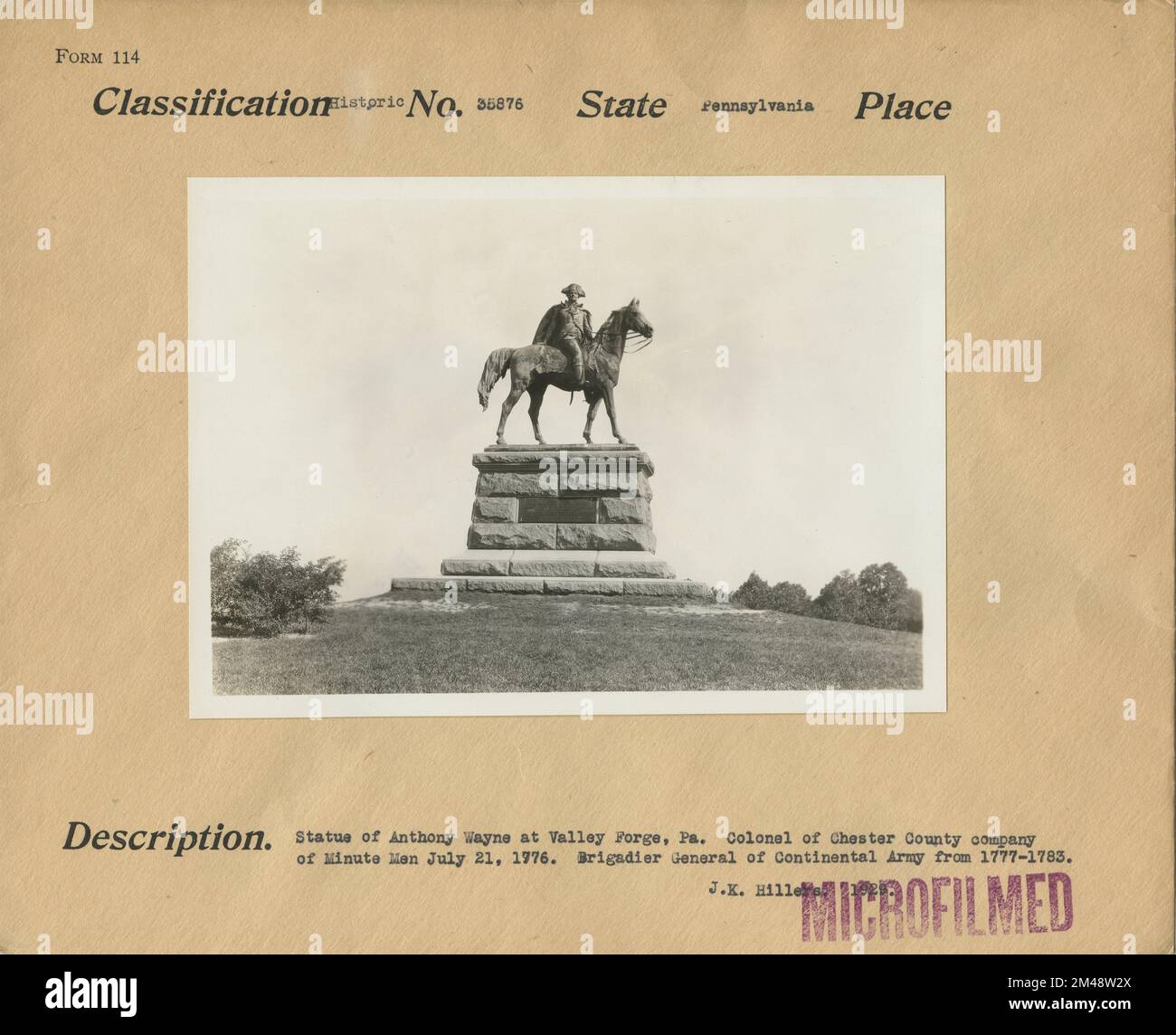 Statue of Anthony Wayne. Original caption: Statue of Anthony Wayne ...