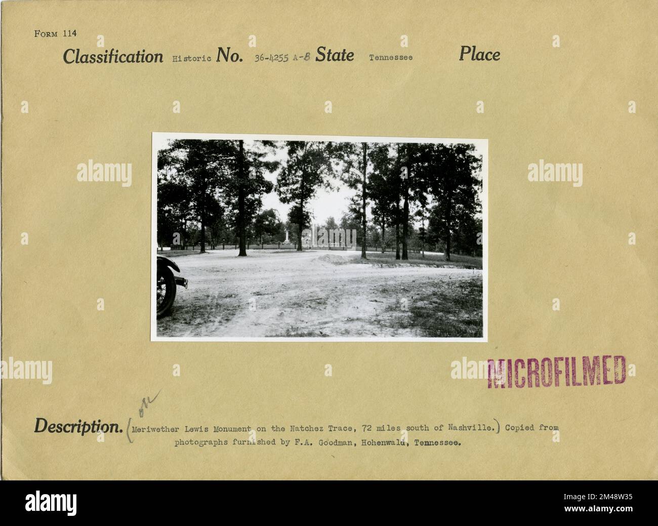 Meriwether Lewis Monument on the Natchez Trace, 72 Miles South of ...