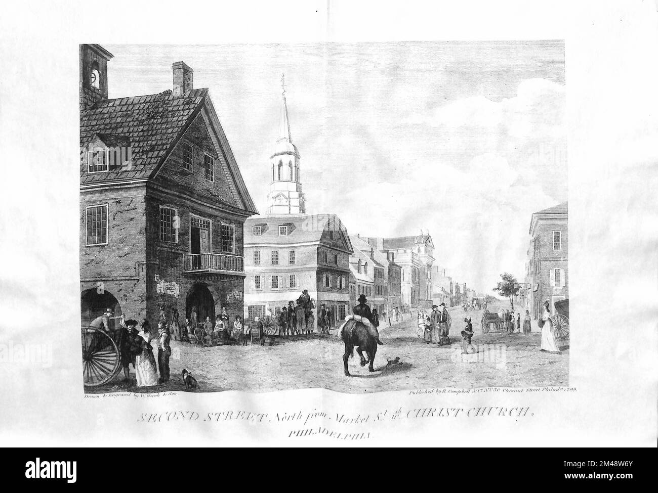 Second Street, North from Market St. with Christ Church. Original ...