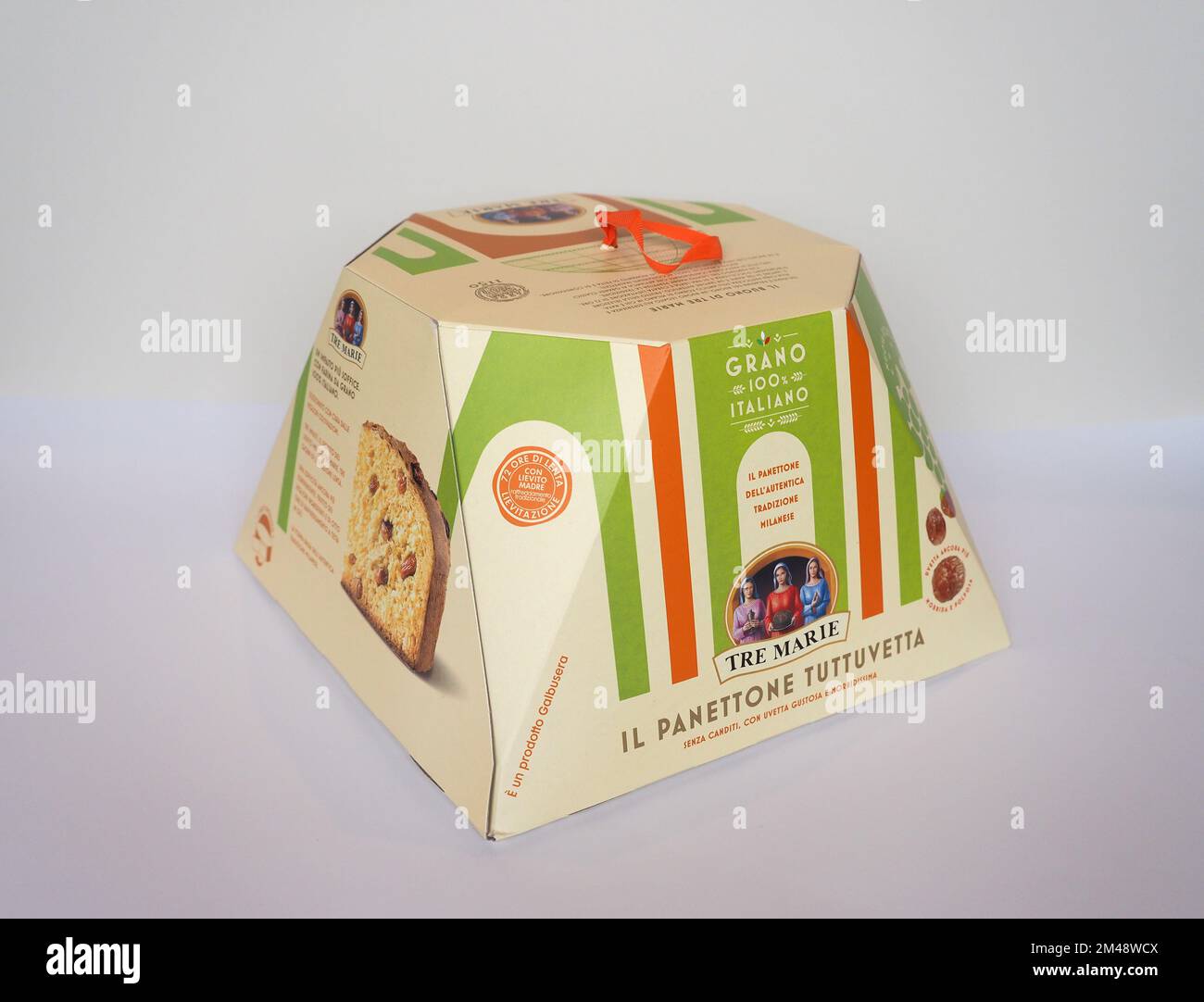 MILAN, ITALY - CIRCA DECEMBER 2022: Tre Marie Milanese panettone with ...