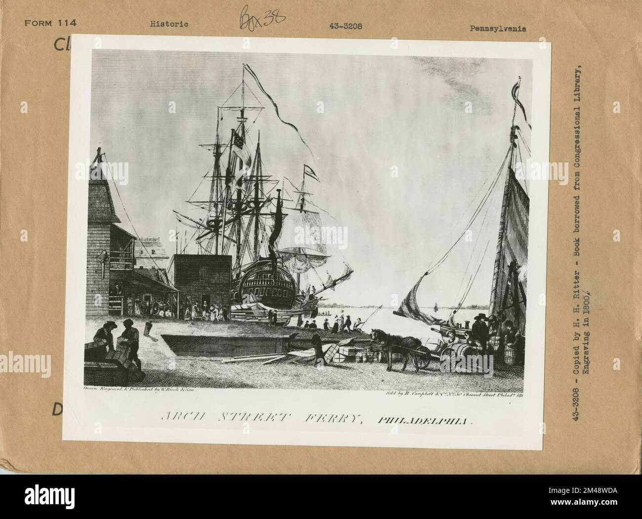 Arch Street Ferry. Original caption: Arch Street Ferry. Engraving in ...