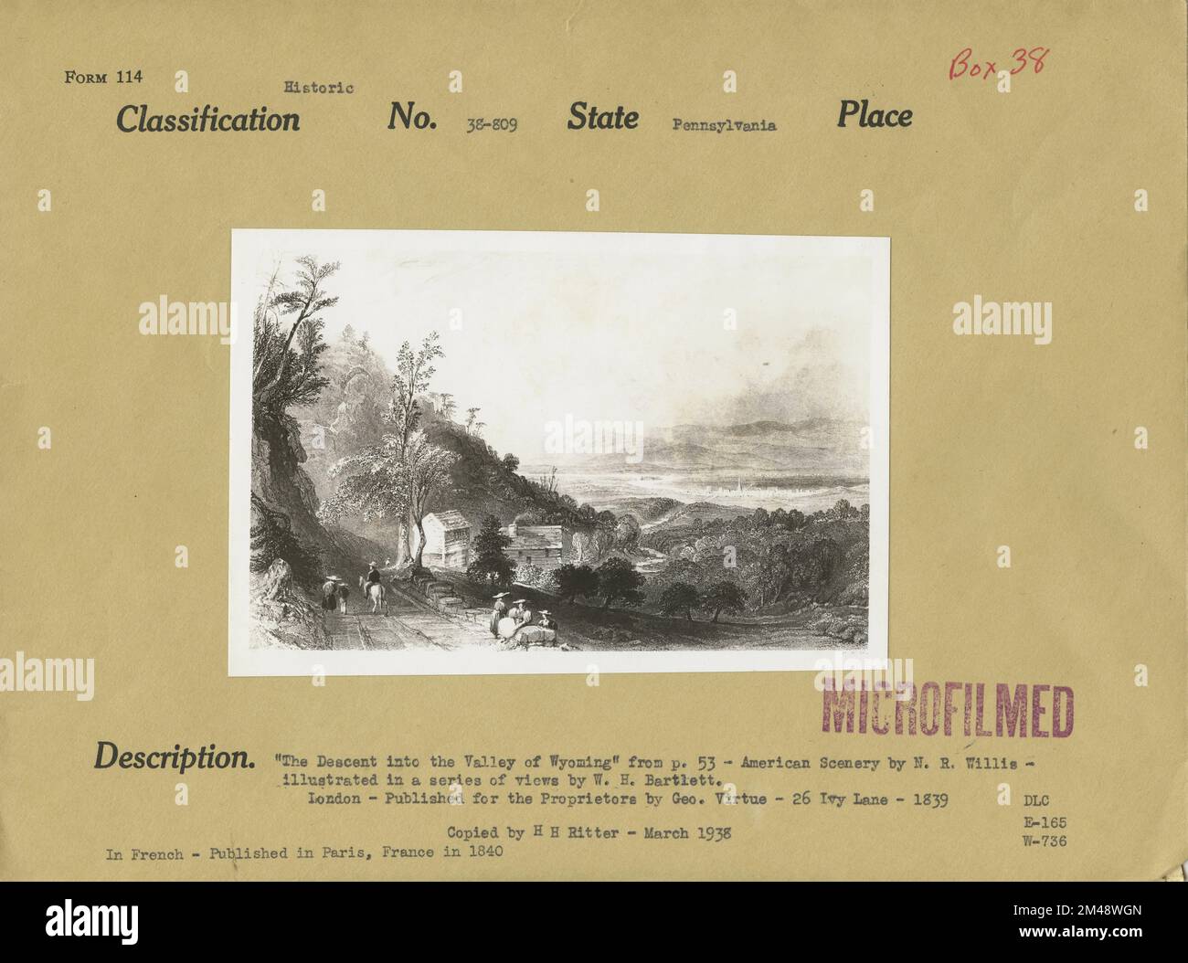 The Descent into the Valley of Wyoming. Original caption: "The Descent ...