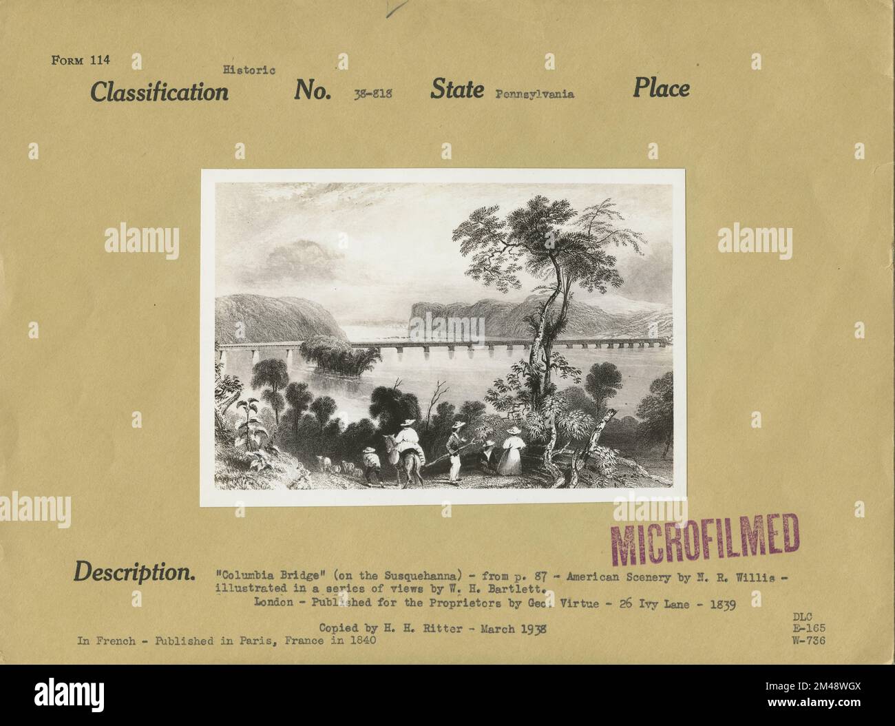 Columbia Bridge. Original caption: "Columbia Bridge" (on the ...