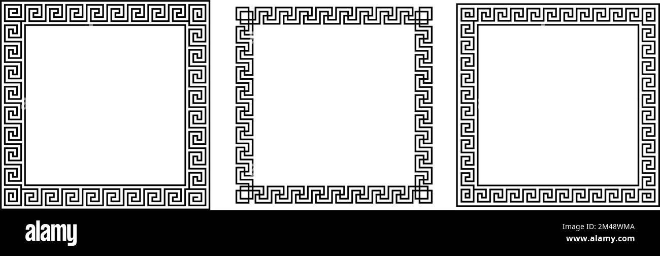 Greek ornament square frames set. Meander rectangle patterns collection ...