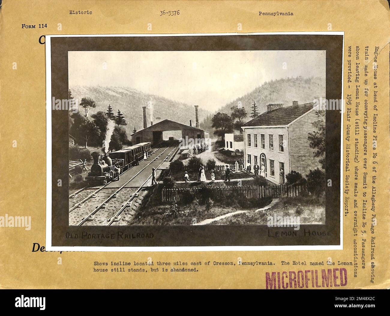 Old Portage Railroad, Lemon House. Original caption: Engine House at ...