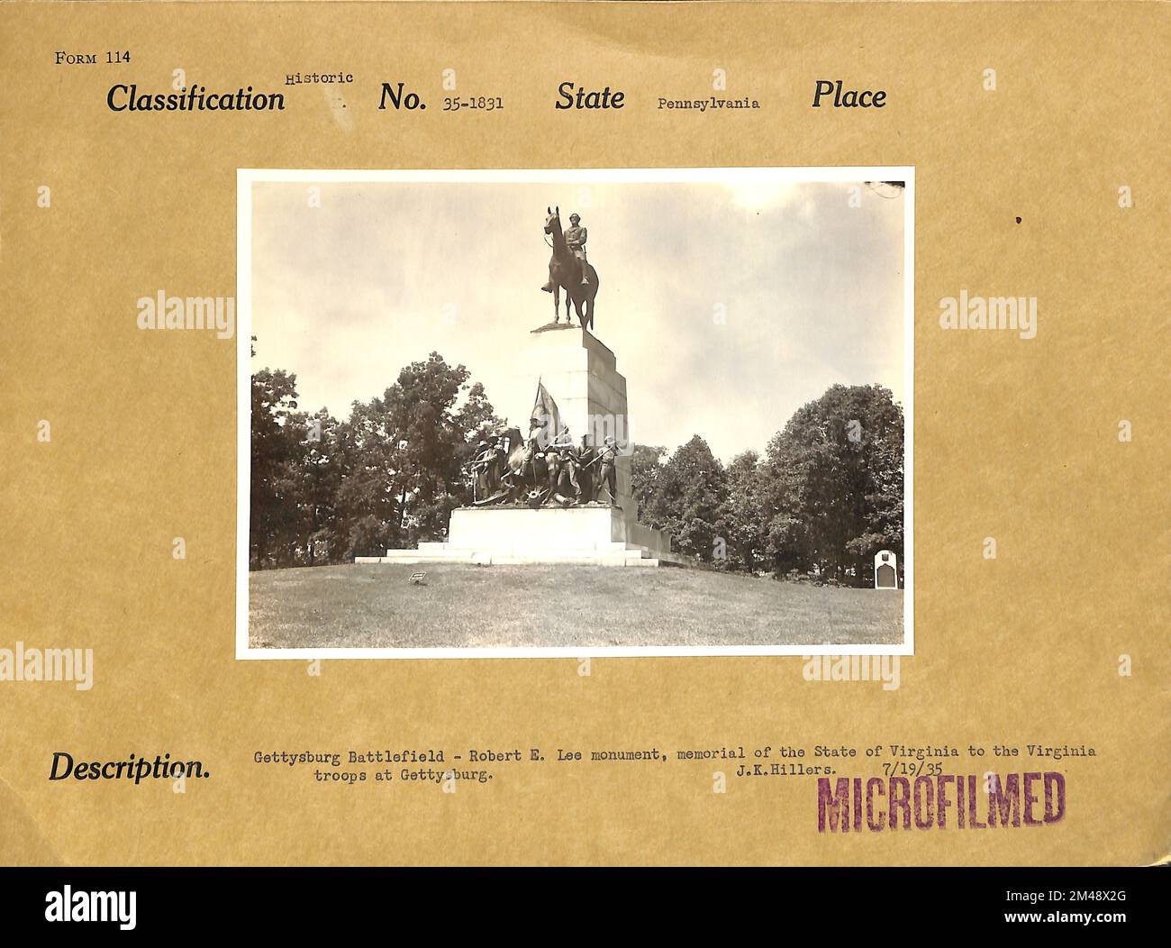 Gettysburg Battlefield - Robert E. Lee Monument. Original caption ...