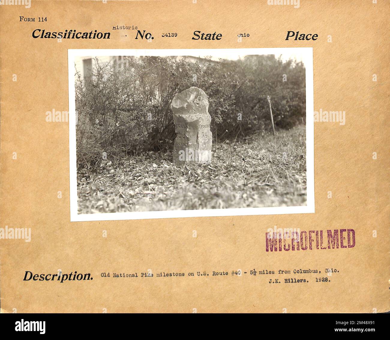 Old National Pike Milestone on U.S. Route 40, Columbus, Ohio. Original ...