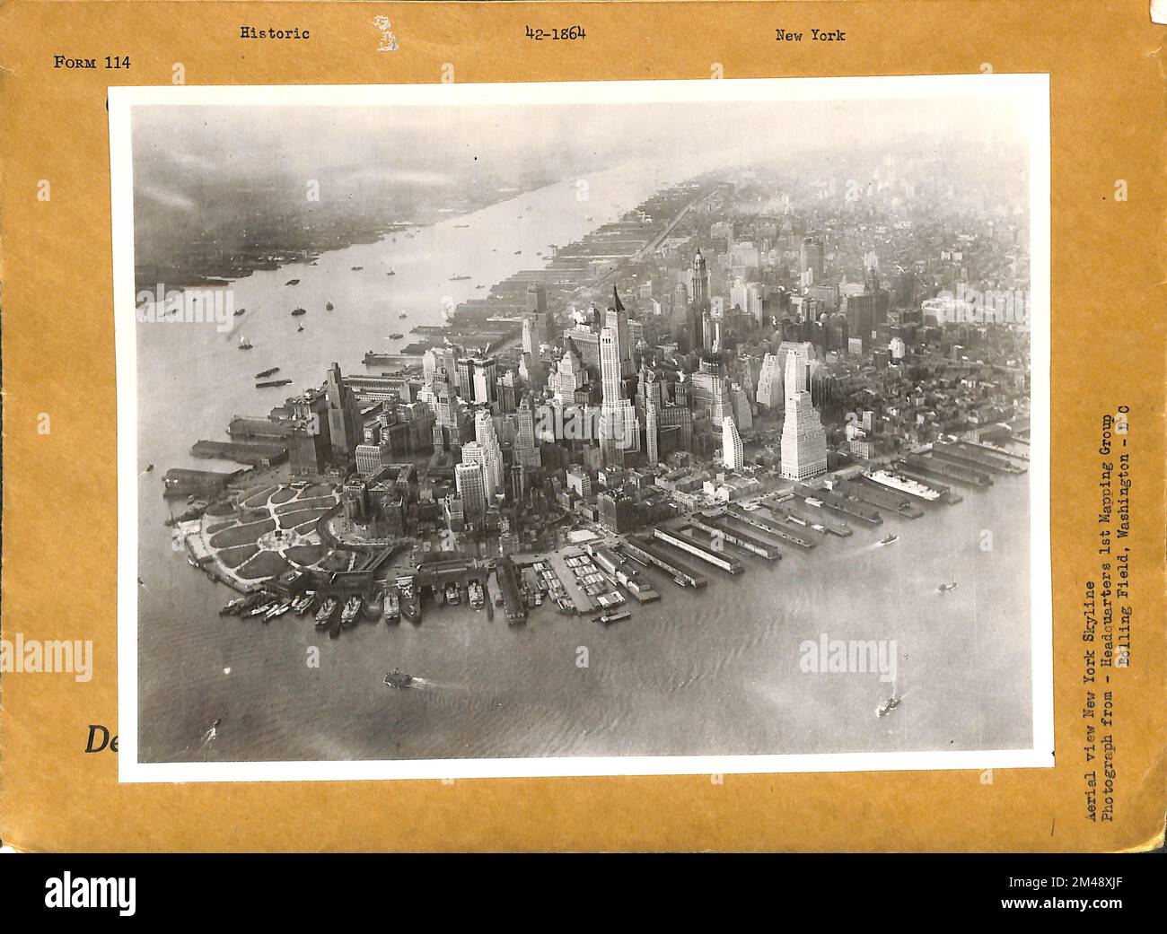 Aerial View of New York Skyline. Original caption: Aerial view of New ...