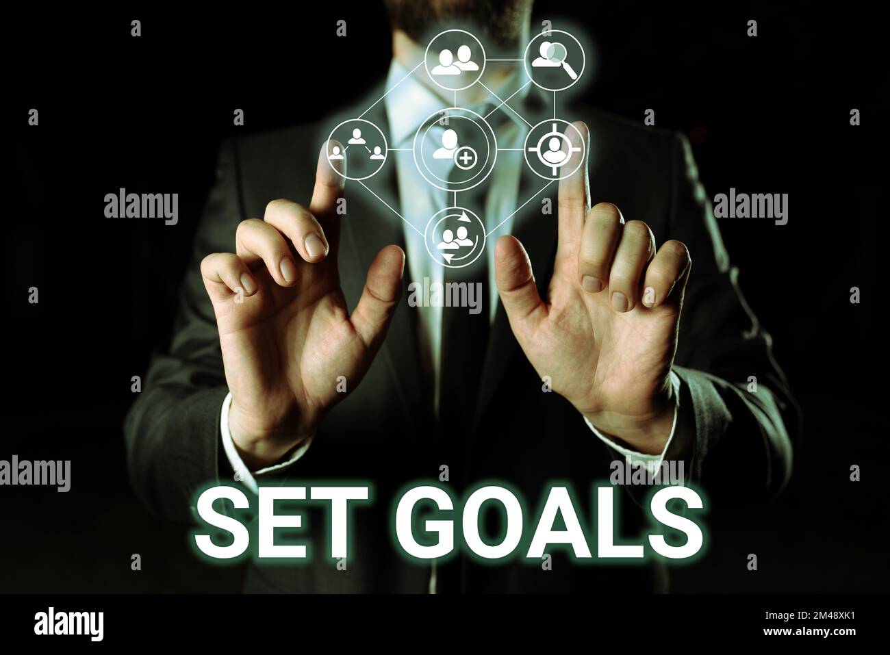 Hand writing sign Set Goals. Business showcase Defining or achieving ...