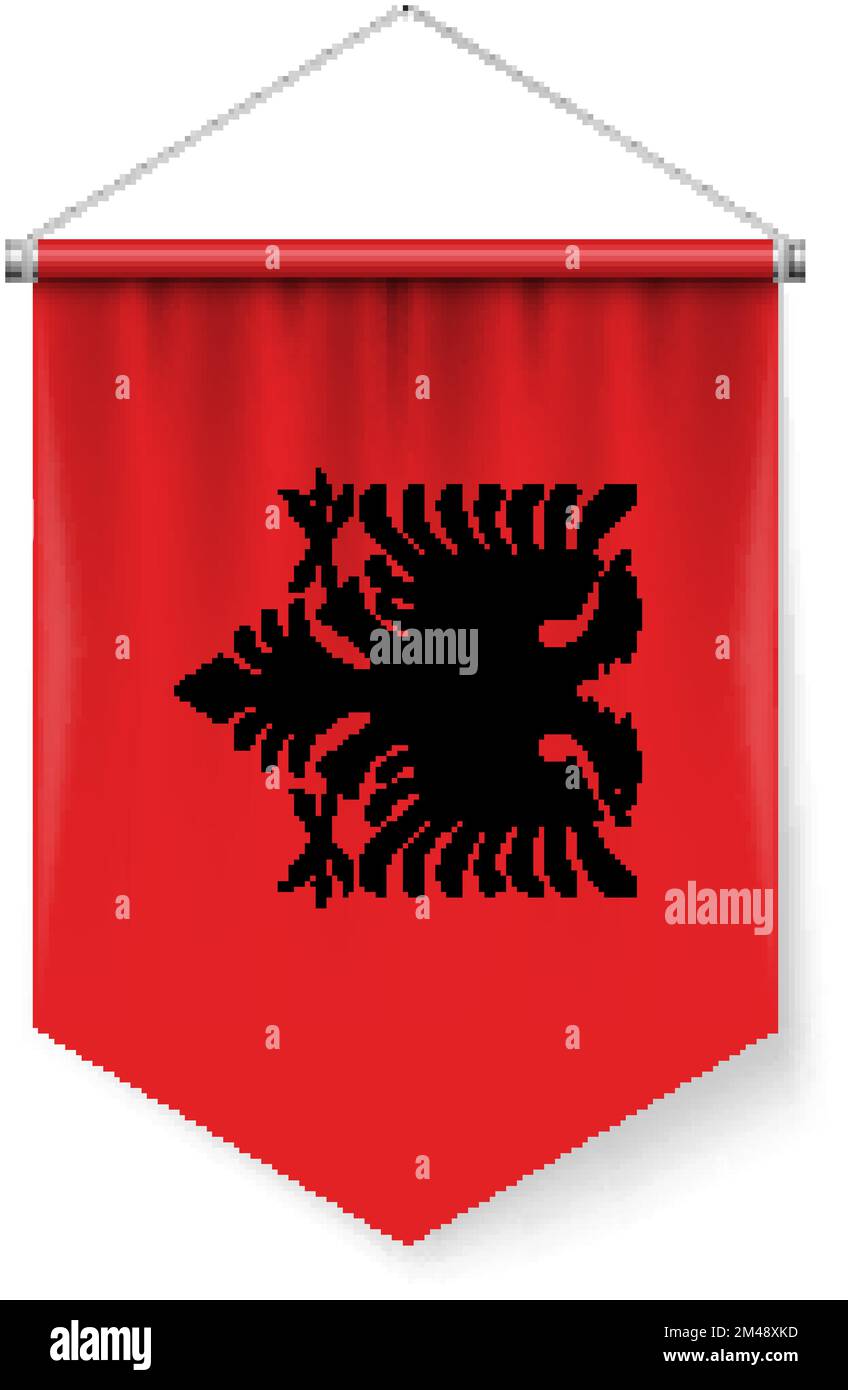 Vertical Pennant Flag of Albania as Icon on White with Shadow Effects ...