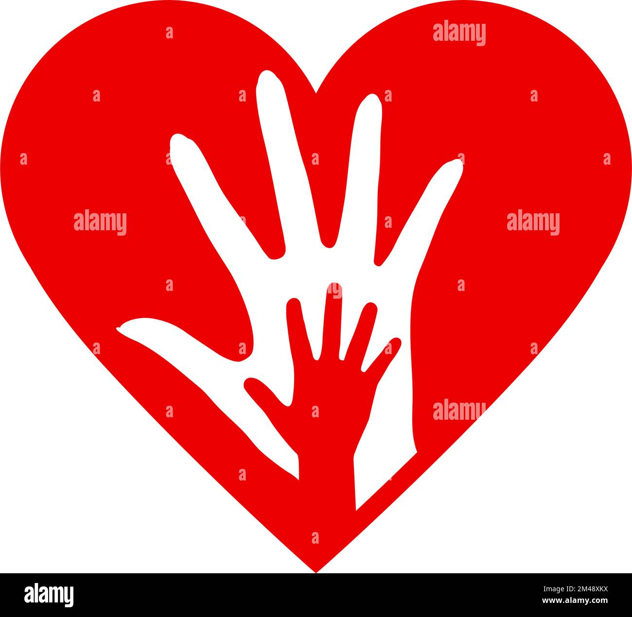 Two Hands in the Heart Icon as Orphan Children Adoption Metaphor. Great ...