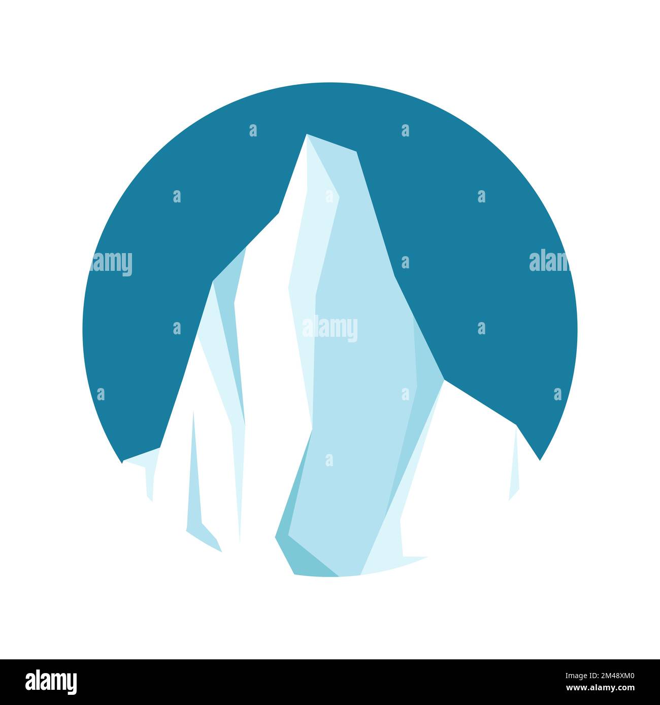 Round floating iceberg, drifting arctic glacier, block of frozen ocean ...