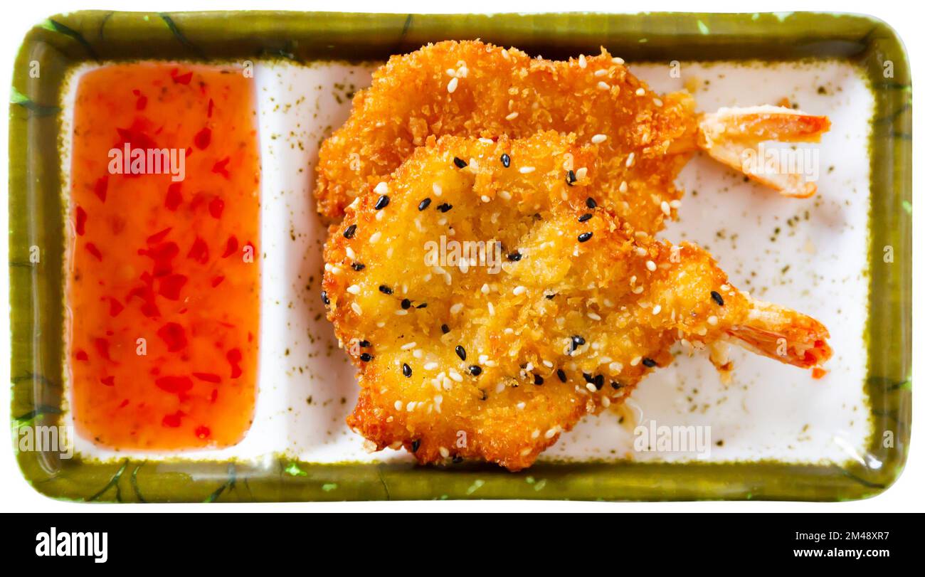 Fried prawns in tempura batter and sesame Stock Photo - Alamy