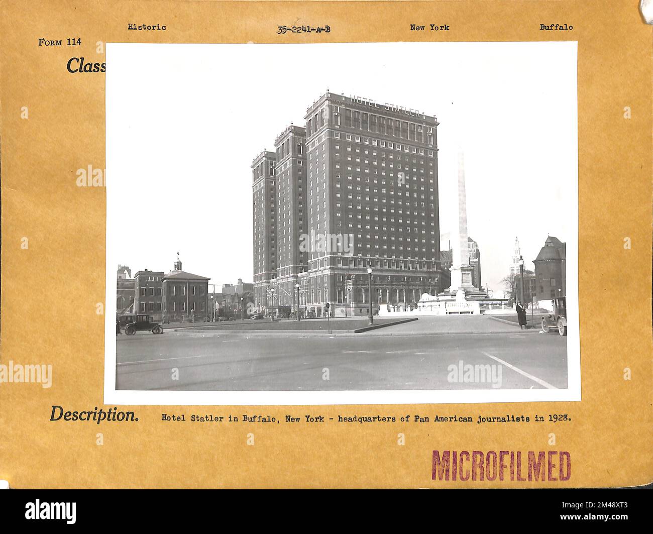 Hotel Statler in Buffalo, New York. Original caption: Hotel Statler in ...