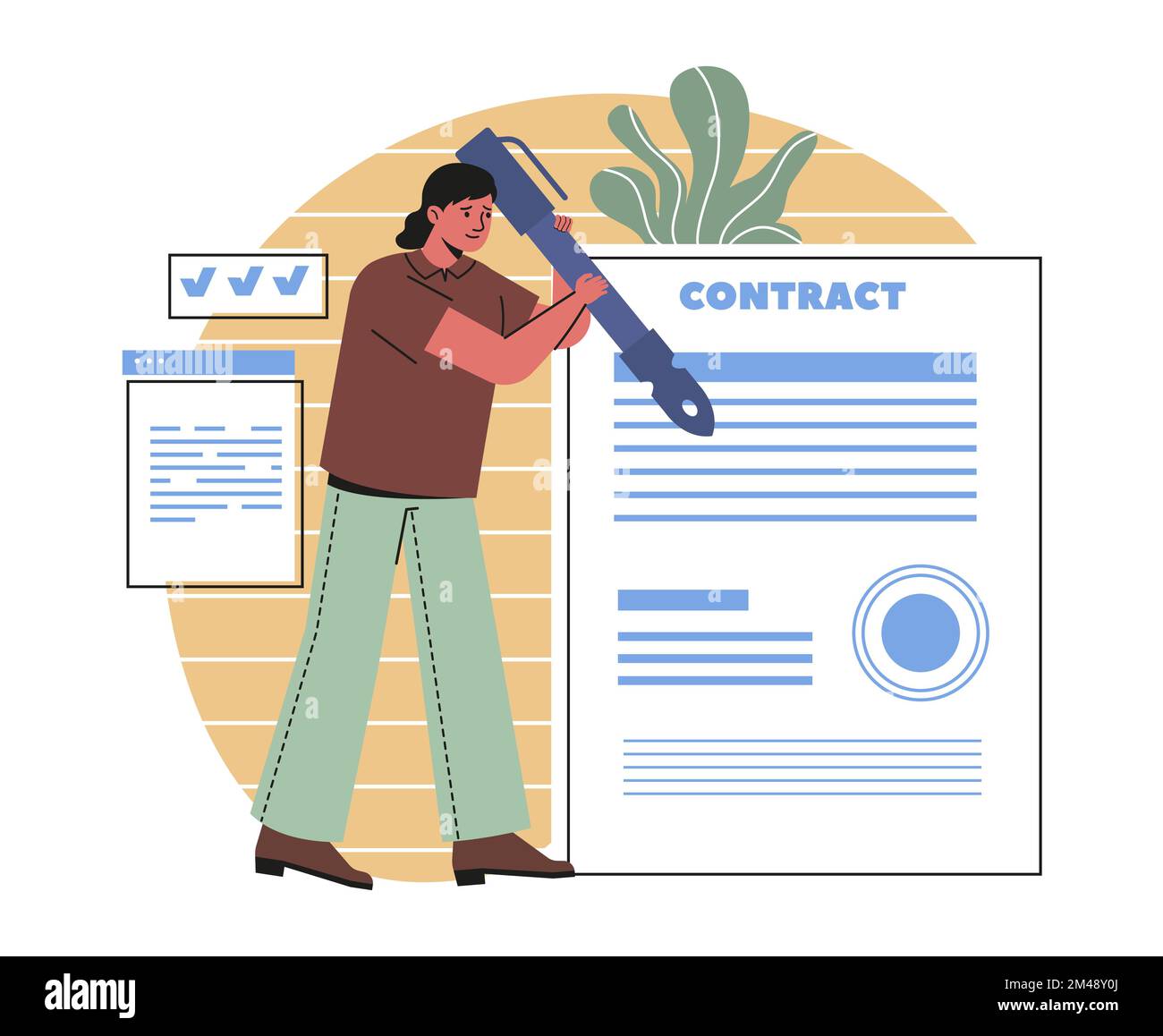 Man signing document bank Stock Vector Images - Alamy