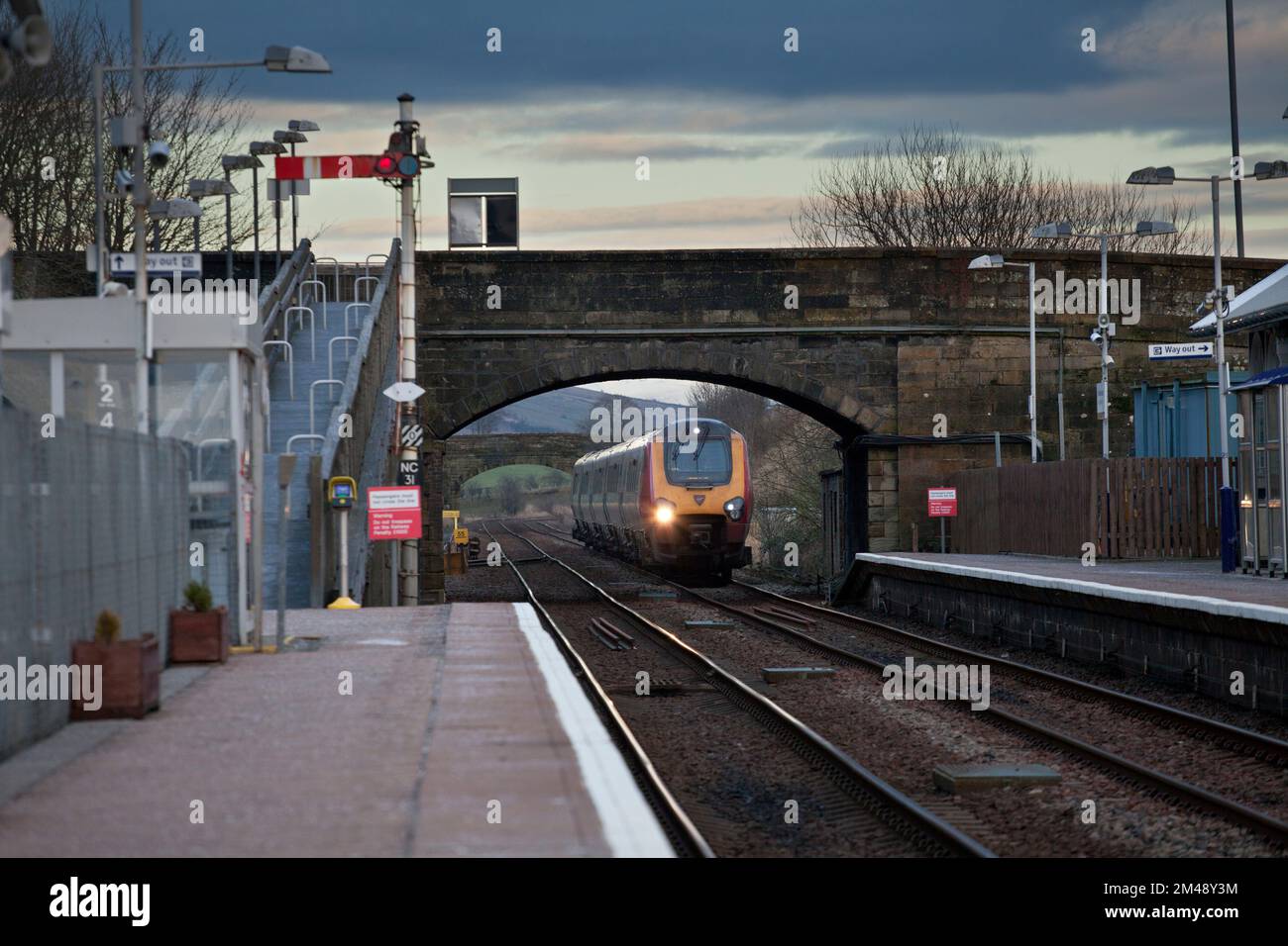 Virgin Trains class 221 voyager train passing New Cumnock,station with ...