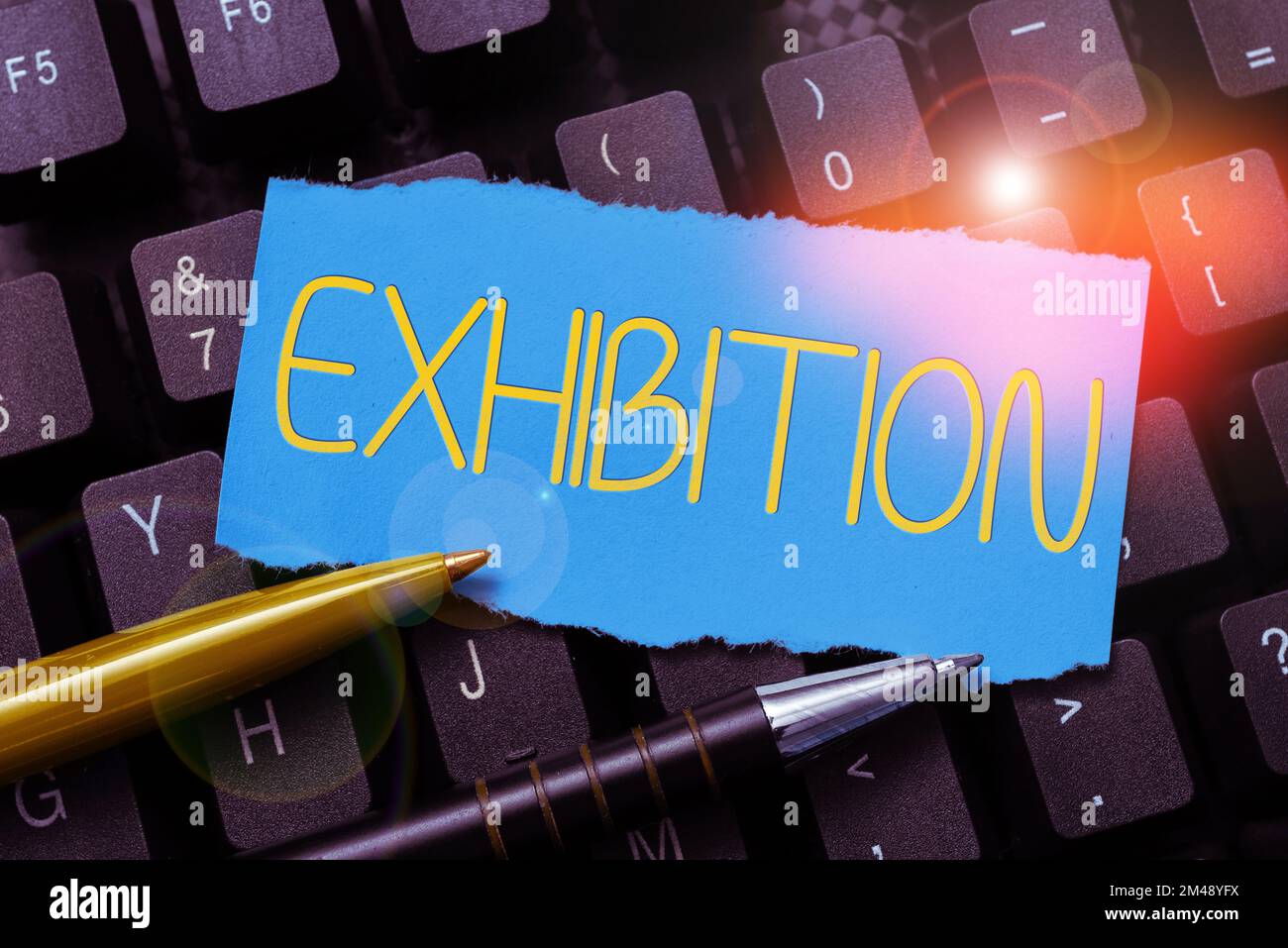 Conceptual display Exhibition. Word Written on and act of exposing ...