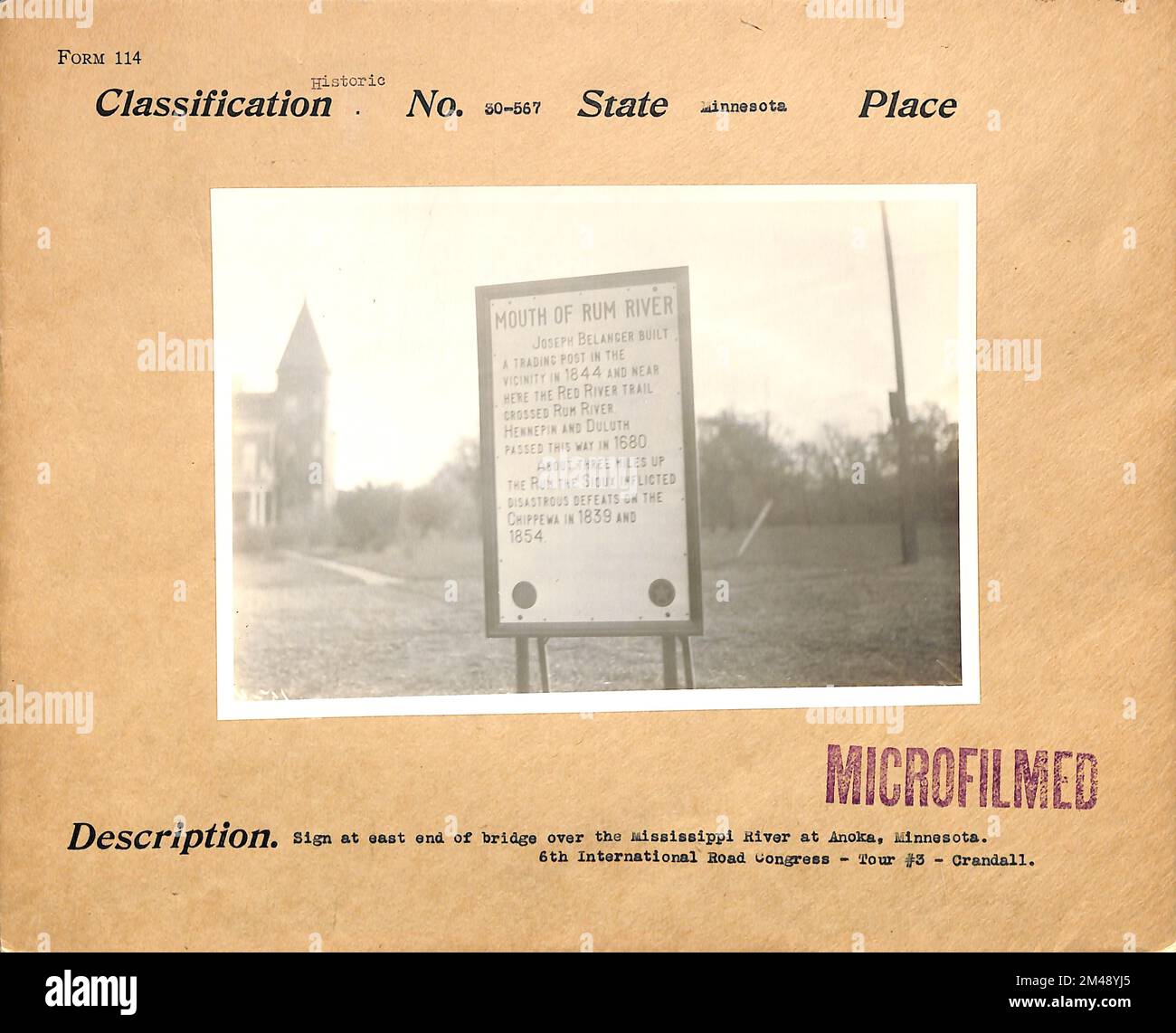 Sign at East End of Bridge Over the Mississippi River at Anoka ...