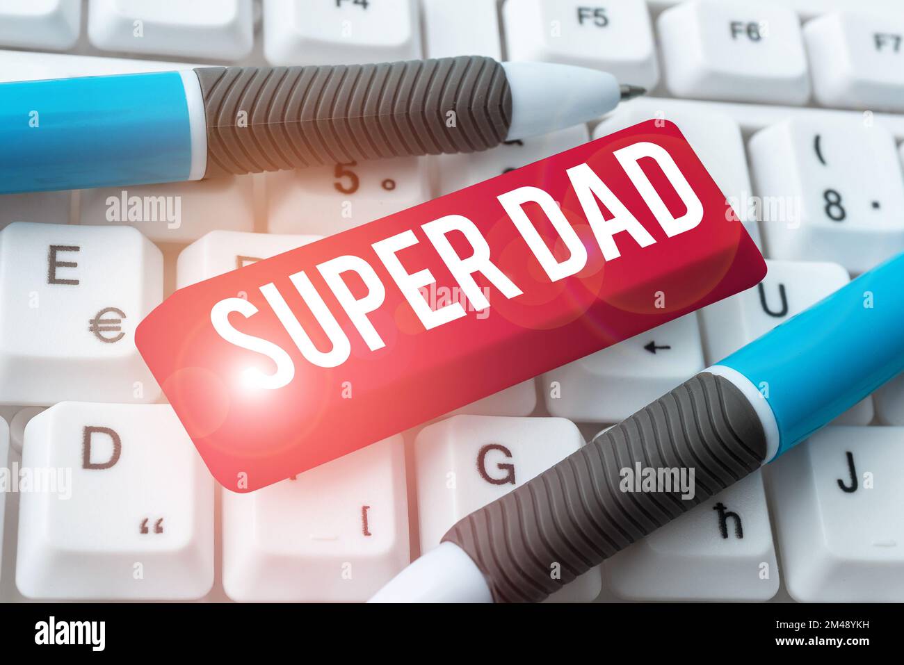 Hand writing sign Super Dad. Concept meaning Children idol and super ...