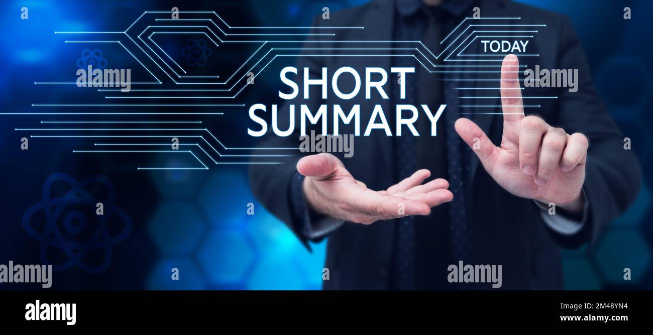 Conceptual caption Short Summary. Business showcase Brief statement of ...