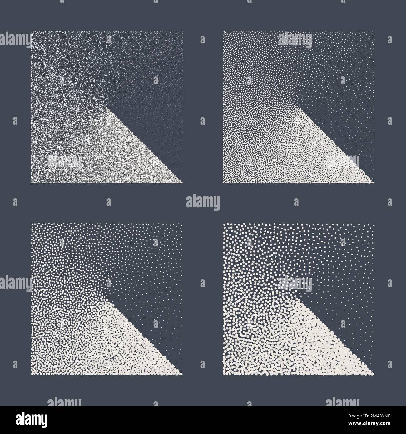 Square shaped dotted objects, stipple elements. Fading gradient ...