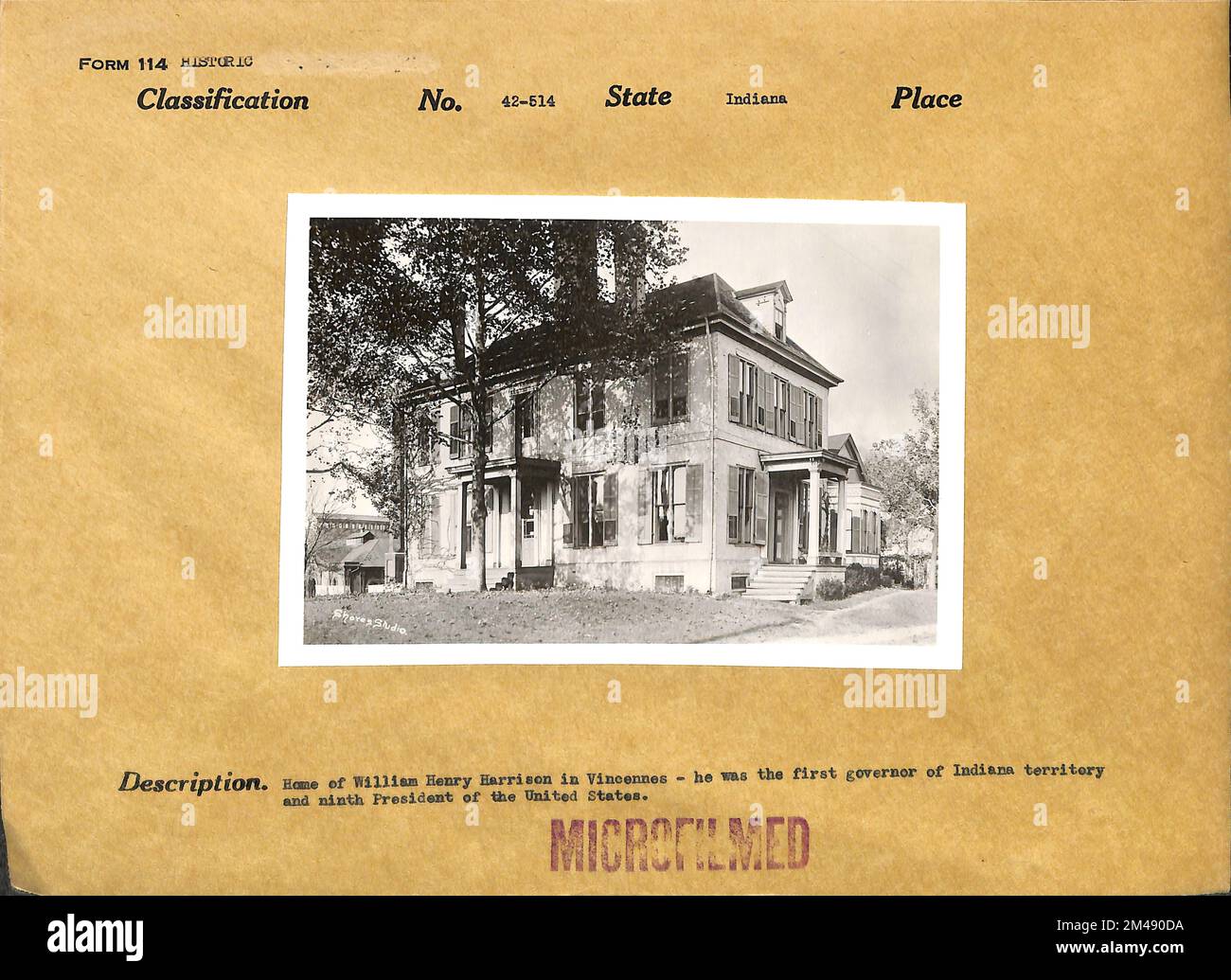 Home of William Henry Harrison in Vincennes. Original caption: Home of ...