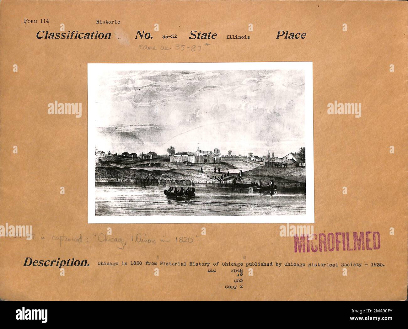 Chicago in 1820. Original caption: Chicago in 1820 from Pictorial ...