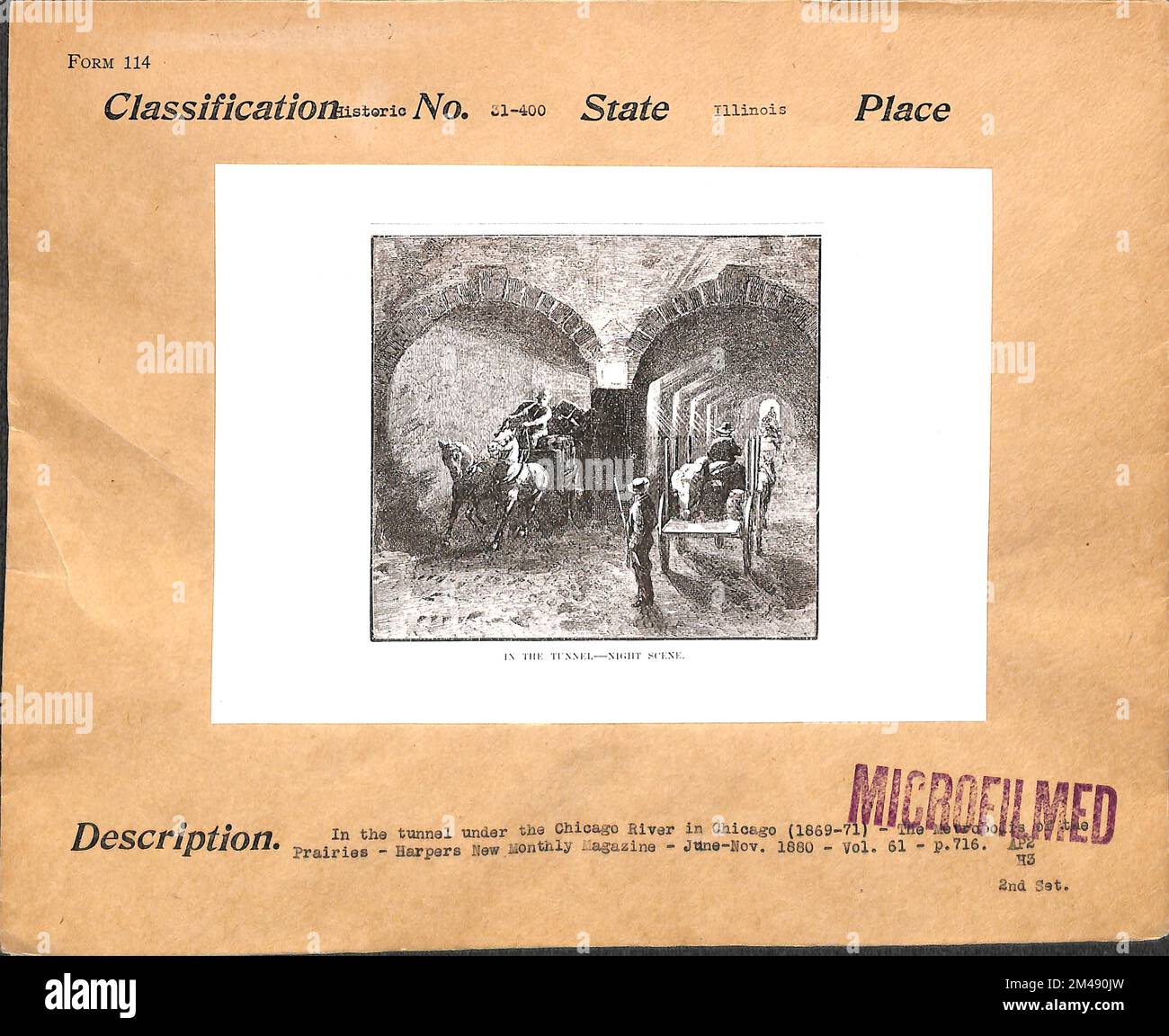 In the Tunnel Under the Chicago River. Original caption: In the tunnel ...