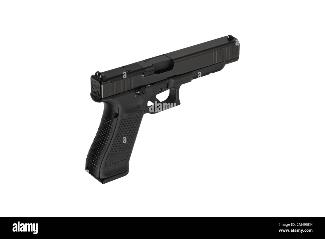 Modern semi-automatic pistol. A short-barreled 9mm caliber weapon for ...