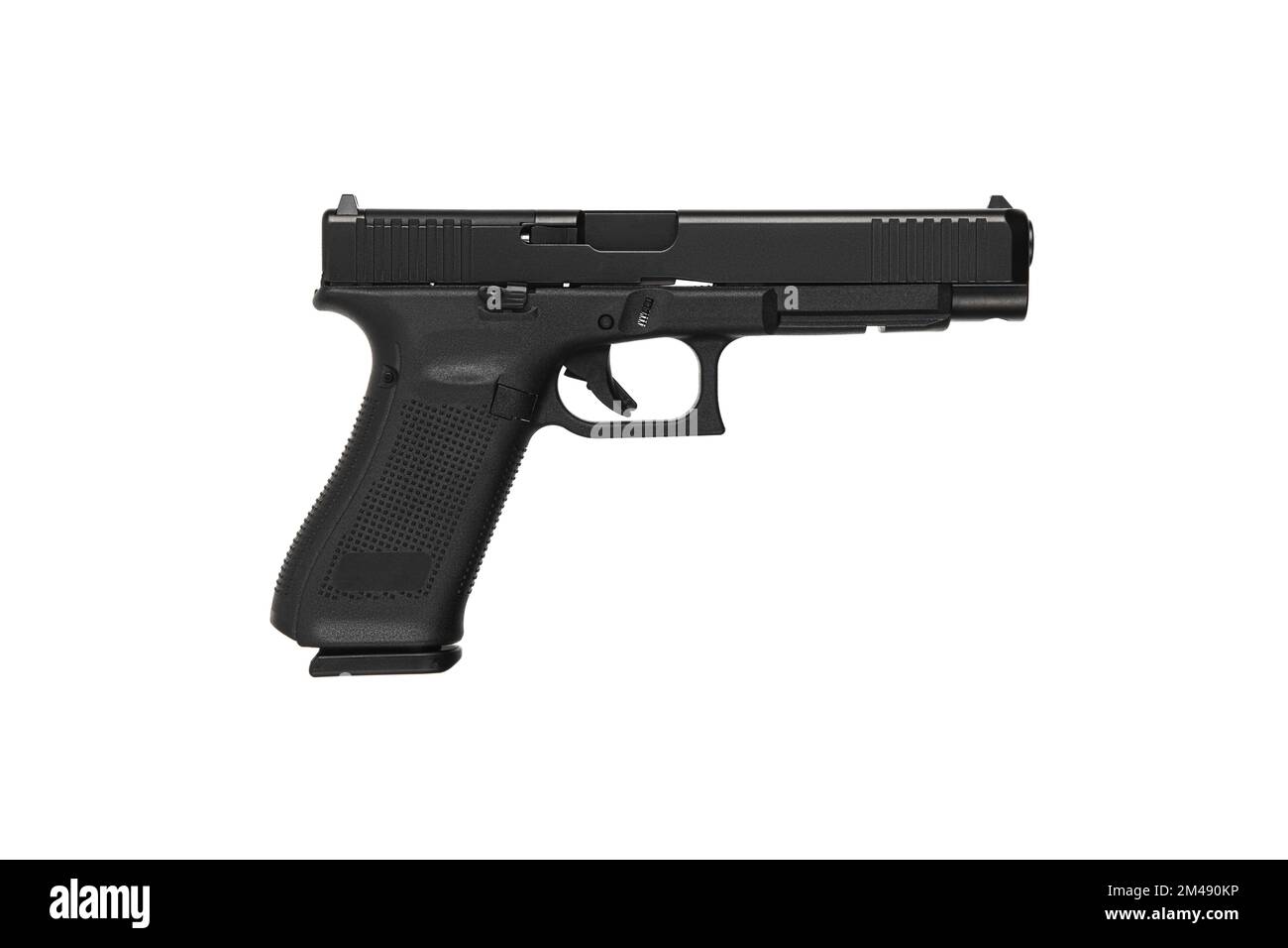 Modern semi-automatic pistol. A short-barreled 9mm caliber weapon for ...